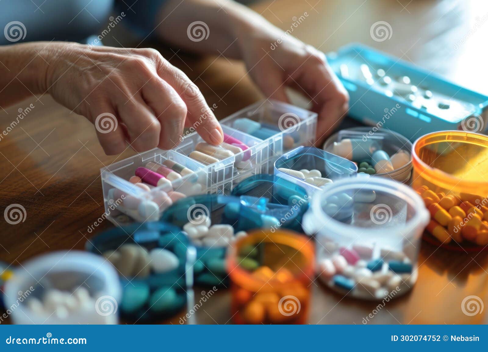 An Individual Meticulously Sorting and Categorizing Their Medication ...