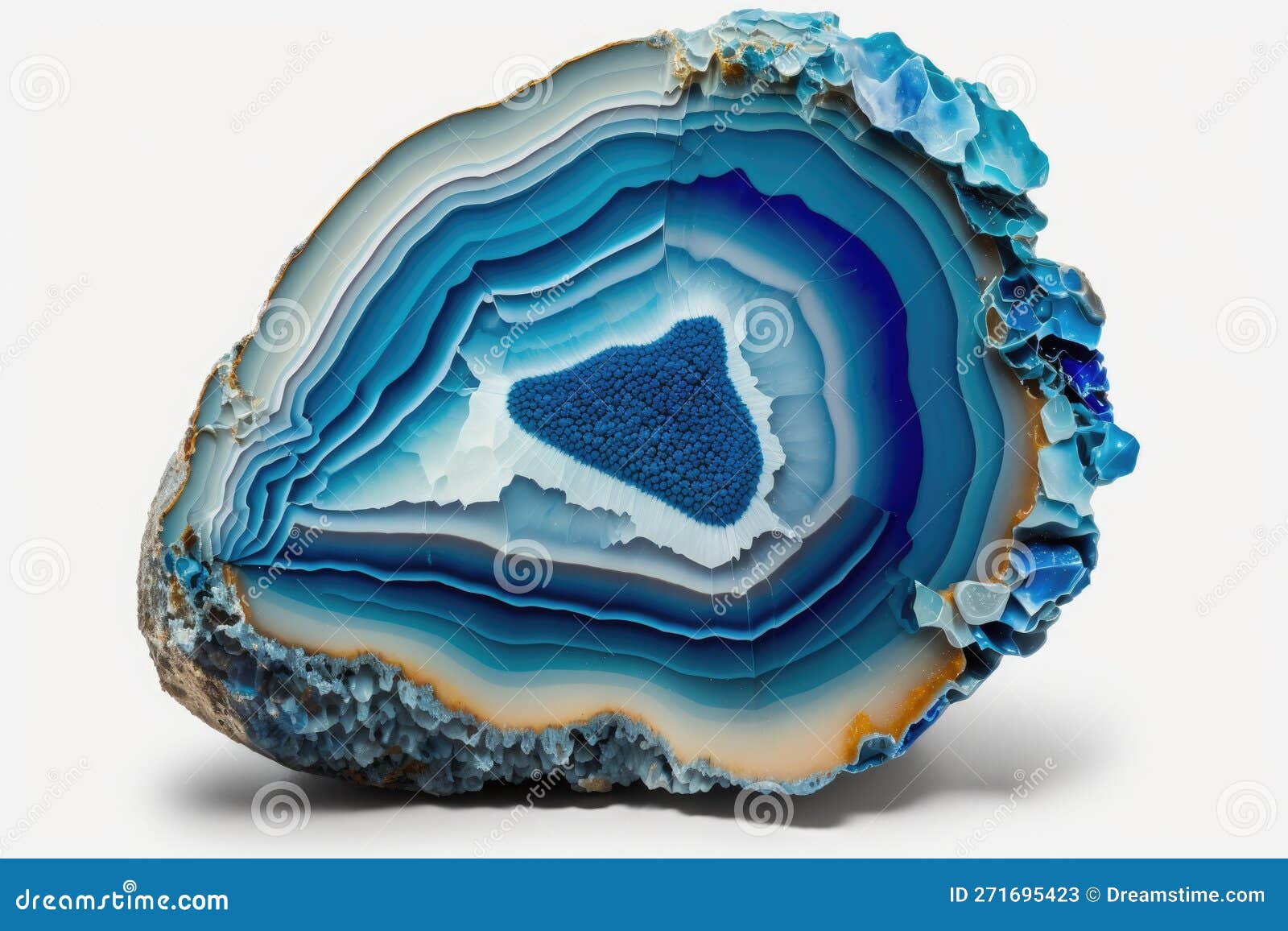 An Individual Piece of Blue Agate Displayed on a White Background Stock ...