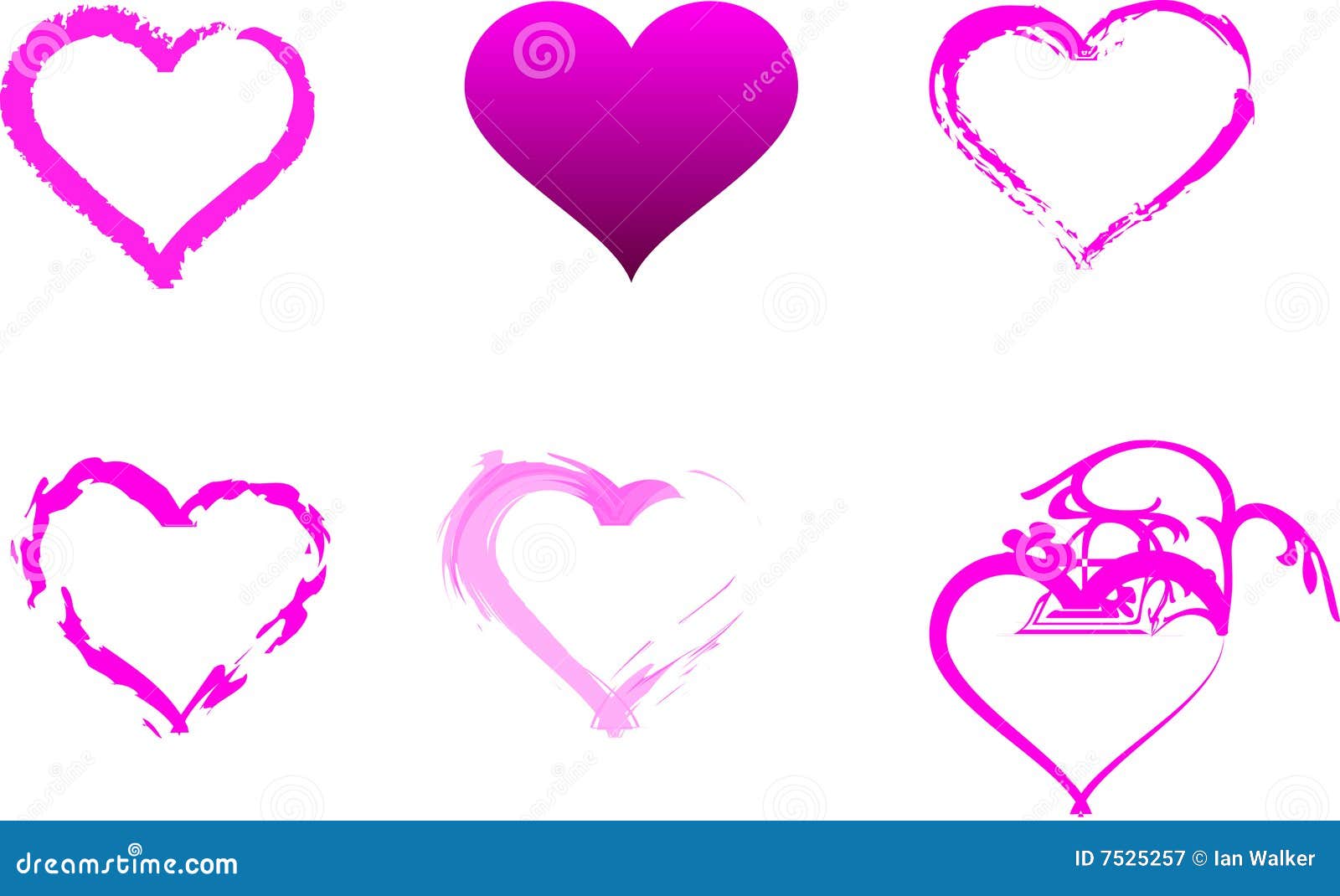 Individual Pink Hearts stock vector. Illustration of individual - 7525257