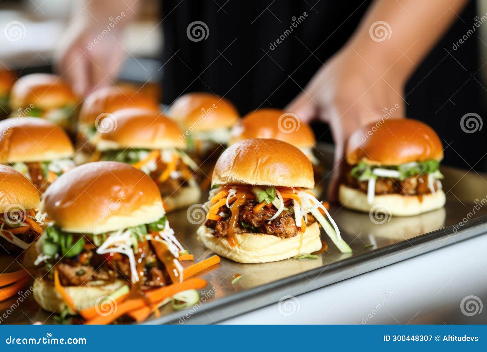 Individual Plating Spicy Bbq Pork Sliders Stock Image - Image of ...