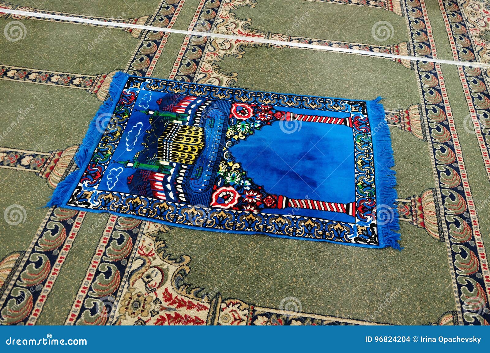 Individual Prayer Mat in the Mosque Stock Photo - Image of blue, carpet ...