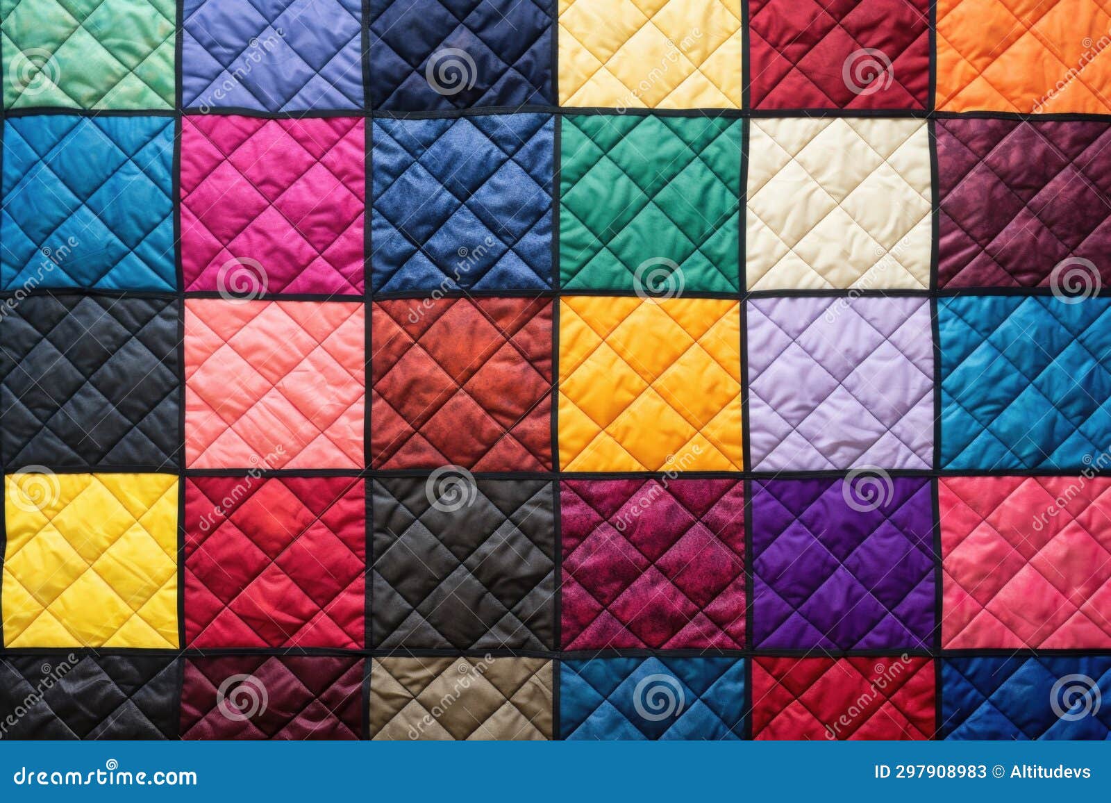 Individual Quilted Square Patterns on a Plain Backdrop Stock Image ...