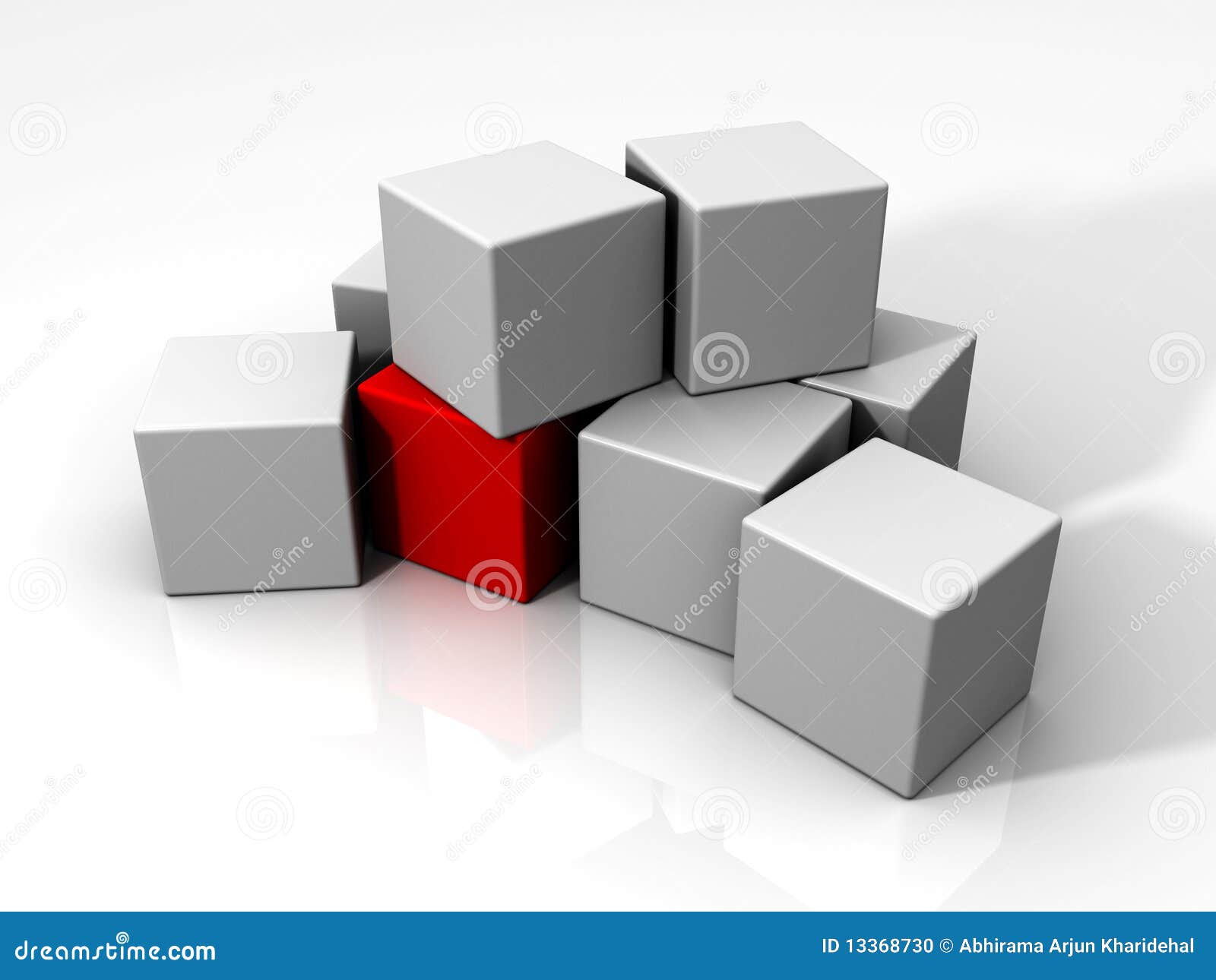 An Individual Red Cube among Many White Cubes. Stock Illustration ...