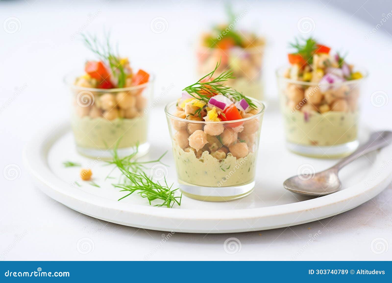 Individual Servings of Chickpea Salad in Small Cups Stock Image - Image ...