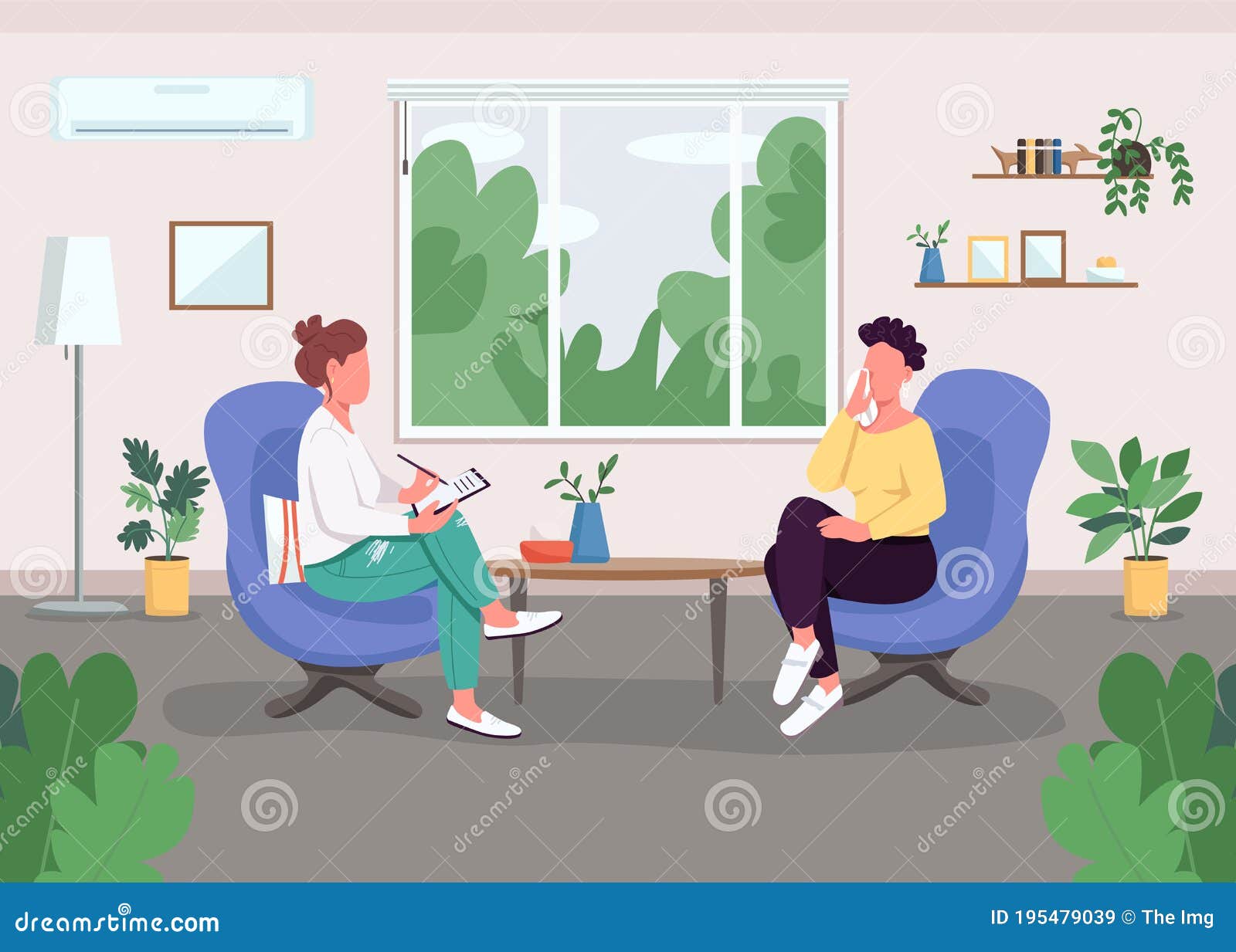 Individual Session with Psychologist Flat Color Vector Illustration ... Individual Session with Psychologist Flat Color Vector Illustration ...