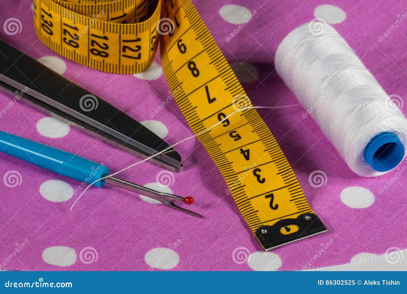 Individual sewing tools stock image. Image of scissors - 86302525