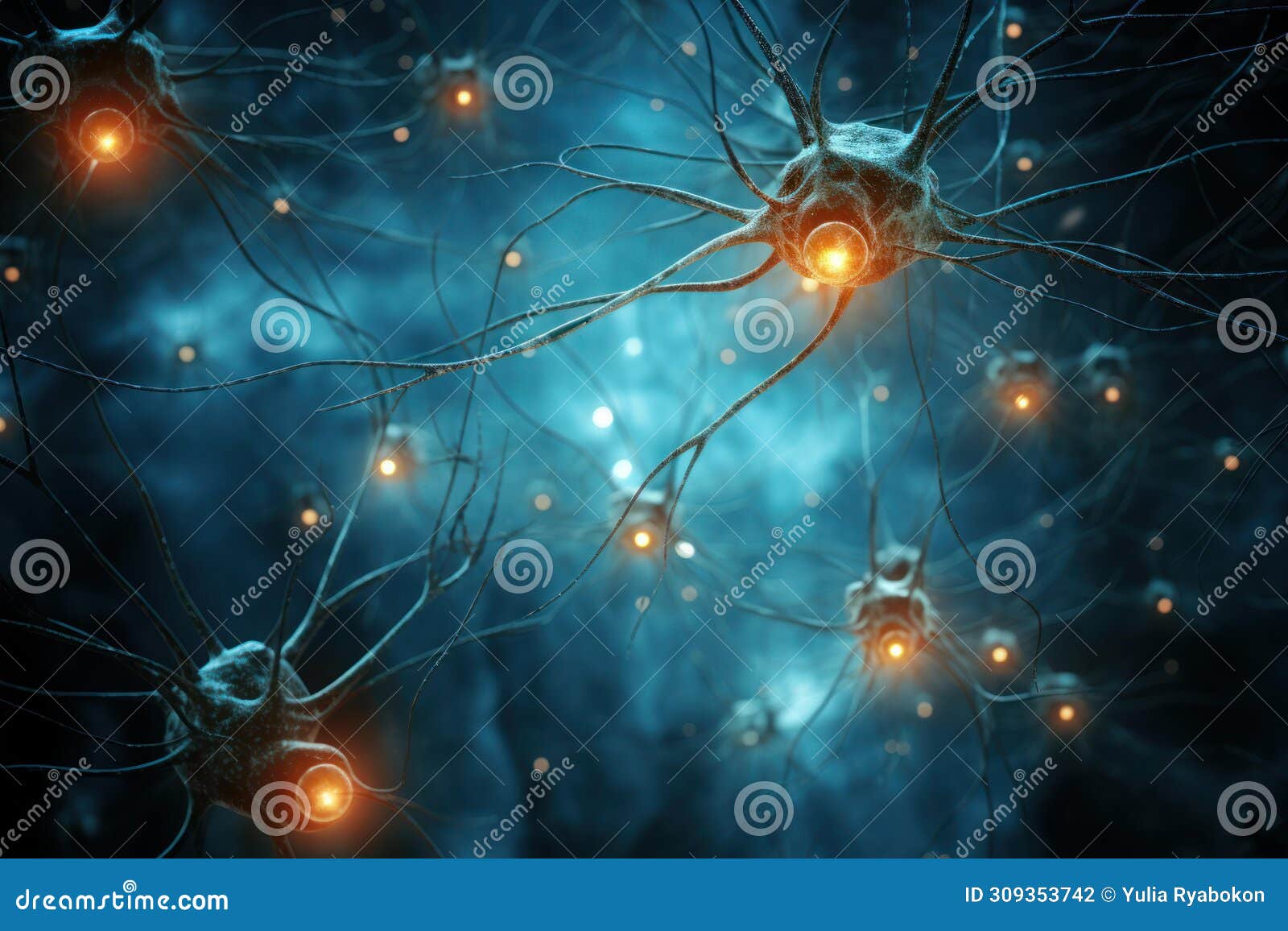 Individual Single Neuron Synapses. Generate Ai Stock Illustration ...
