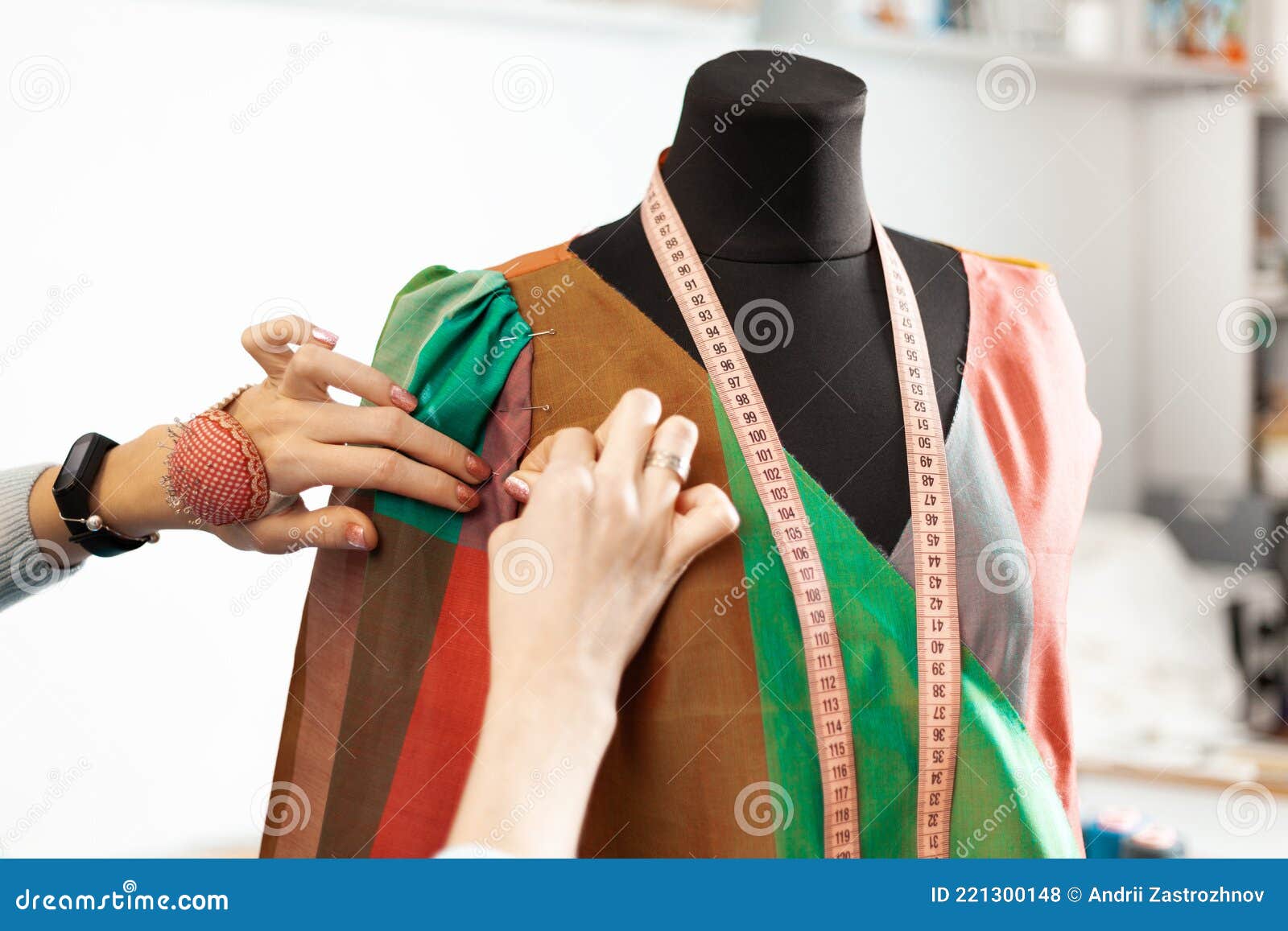 Individual Tailoring of a Dress. the Working Process of a Seamstress in ...
