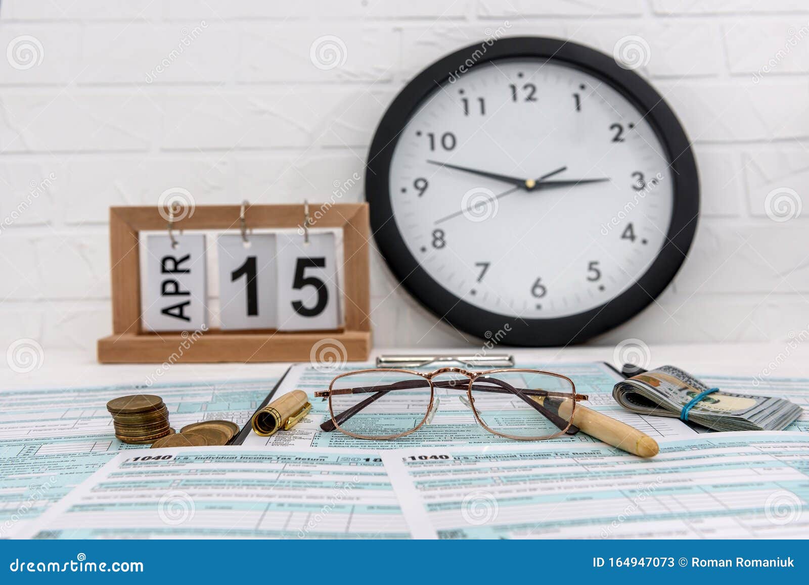 Individual Tax Form with Clock and Money Stock Image - Image of federal ...
