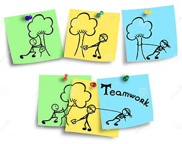 Individual and Team Work Efficiency Drawing. Stock Illustration ...
