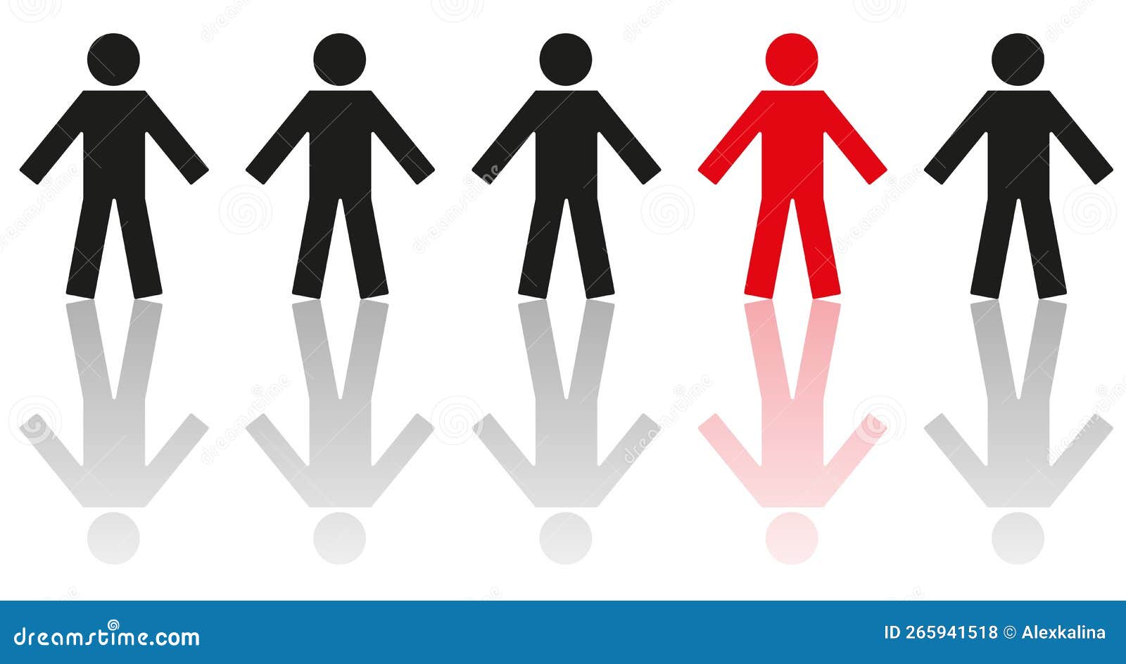 Individuality Concept. One Individual Red Man with Different Black ...