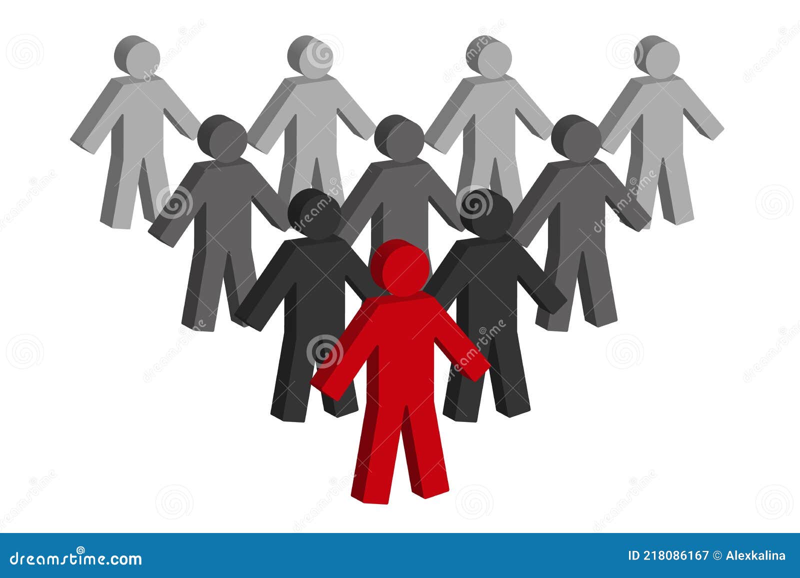 Individuality Concept. One Individual Red Man with Different Black ...