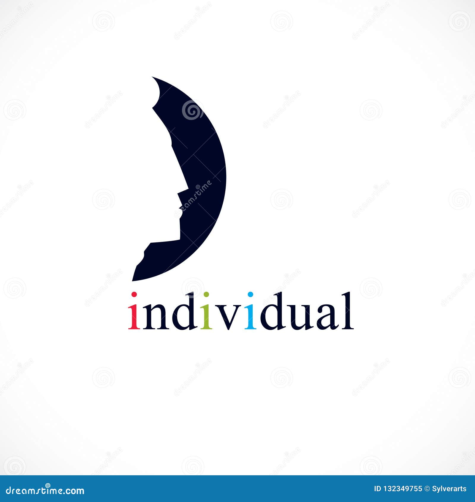 Individuality Concept Vector Logo or Icon, Man Face Profile Over Stock ...