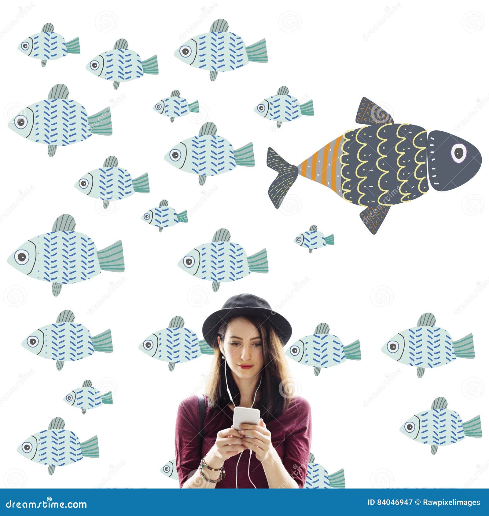 Individuality Unique Different Fish Graphic Concept Stock Image - Image ...