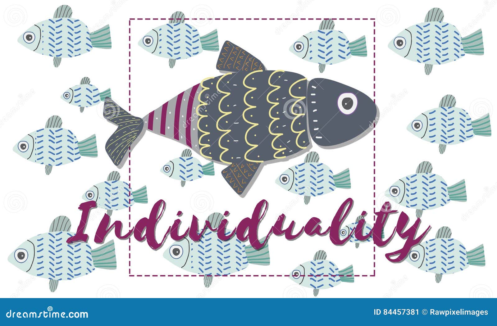 Individuality Unique Different Fish Graphic Concept Stock Illustration ...