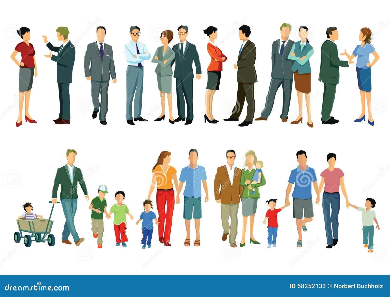 Individui e famiglie illustrazione vettoriale. Illustrazione di ragazze ...