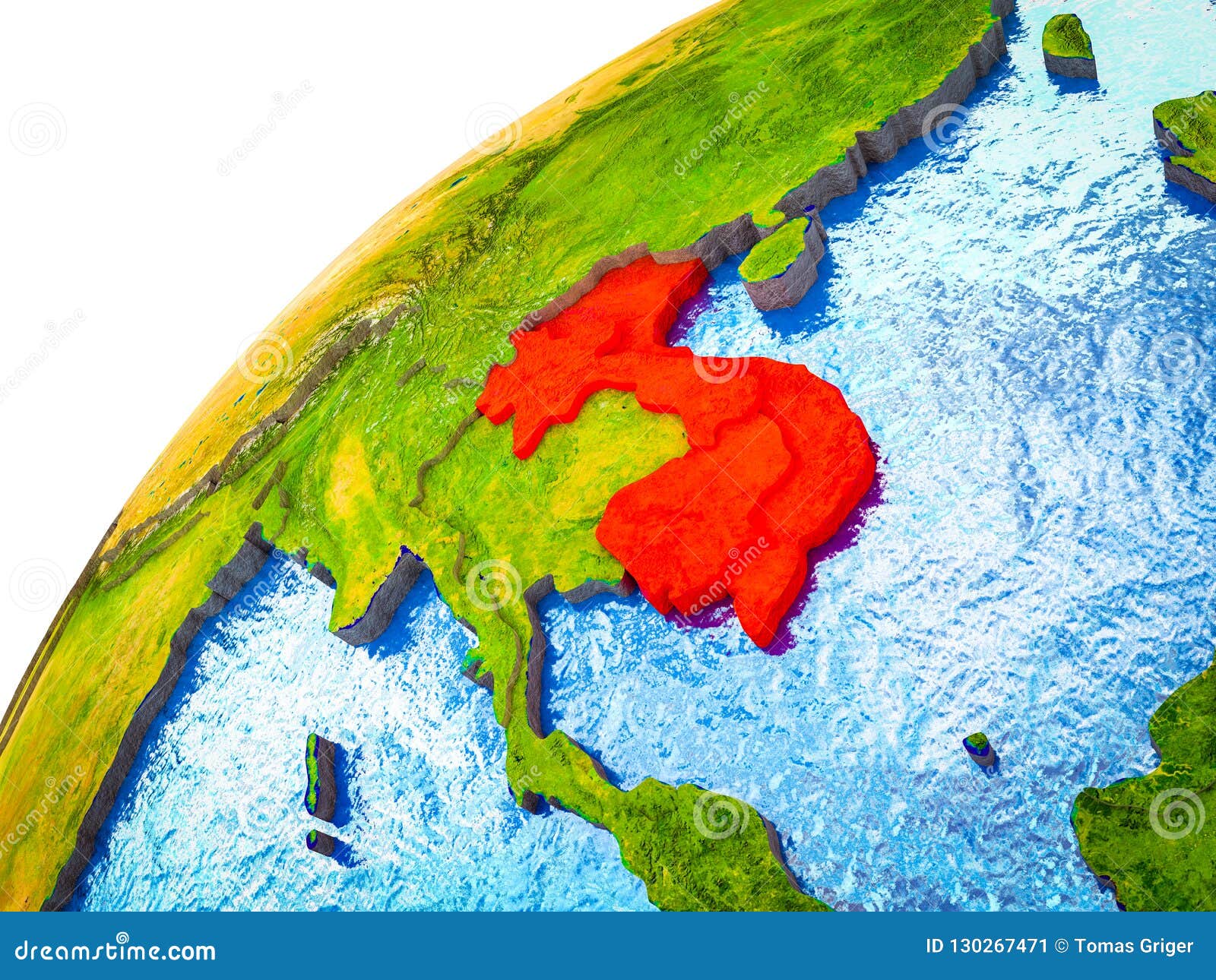Indochina on 3D Earth stock image. Image of symbol, countries - 130267471