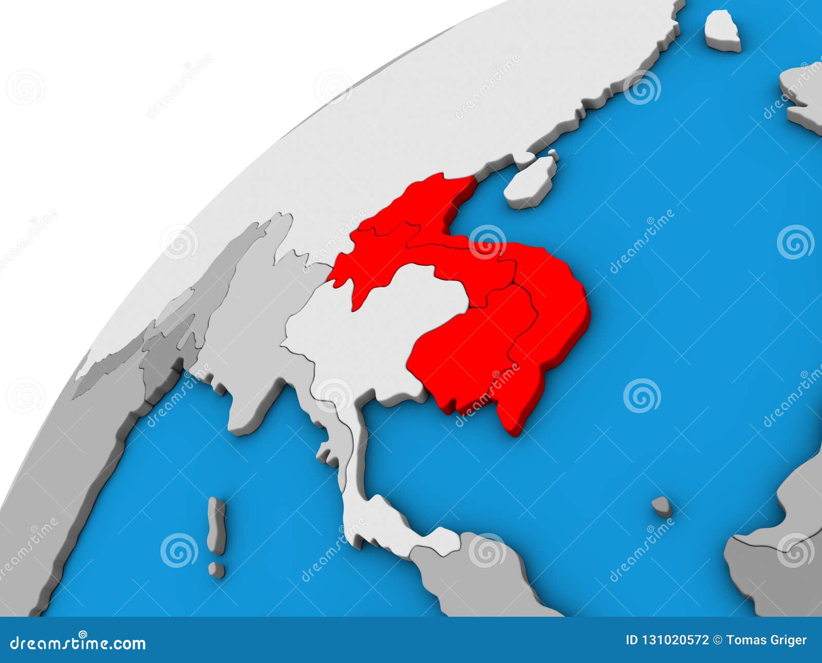 Indochina on 3D globe stock illustration. Illustration of globe - 131020572