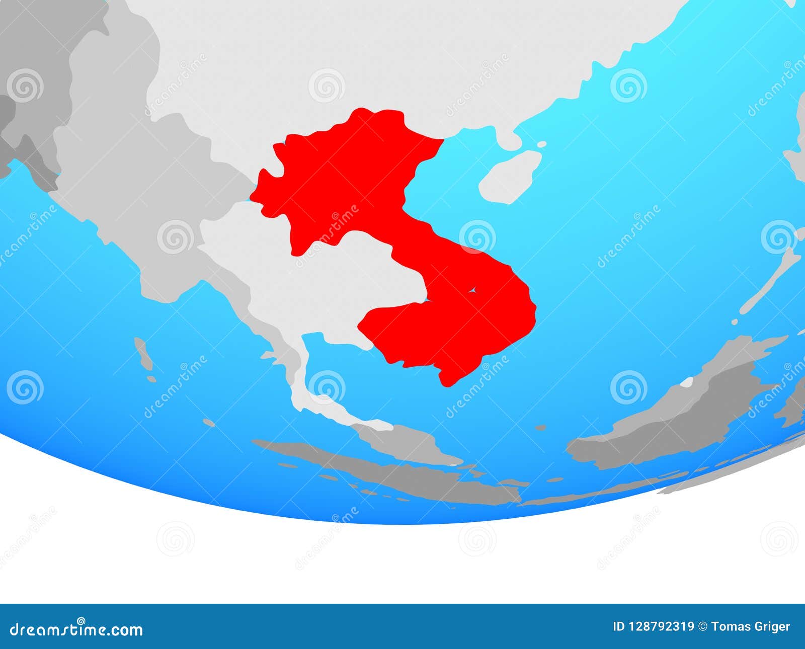 Indochina on globe stock illustration. Illustration of country - 128792319