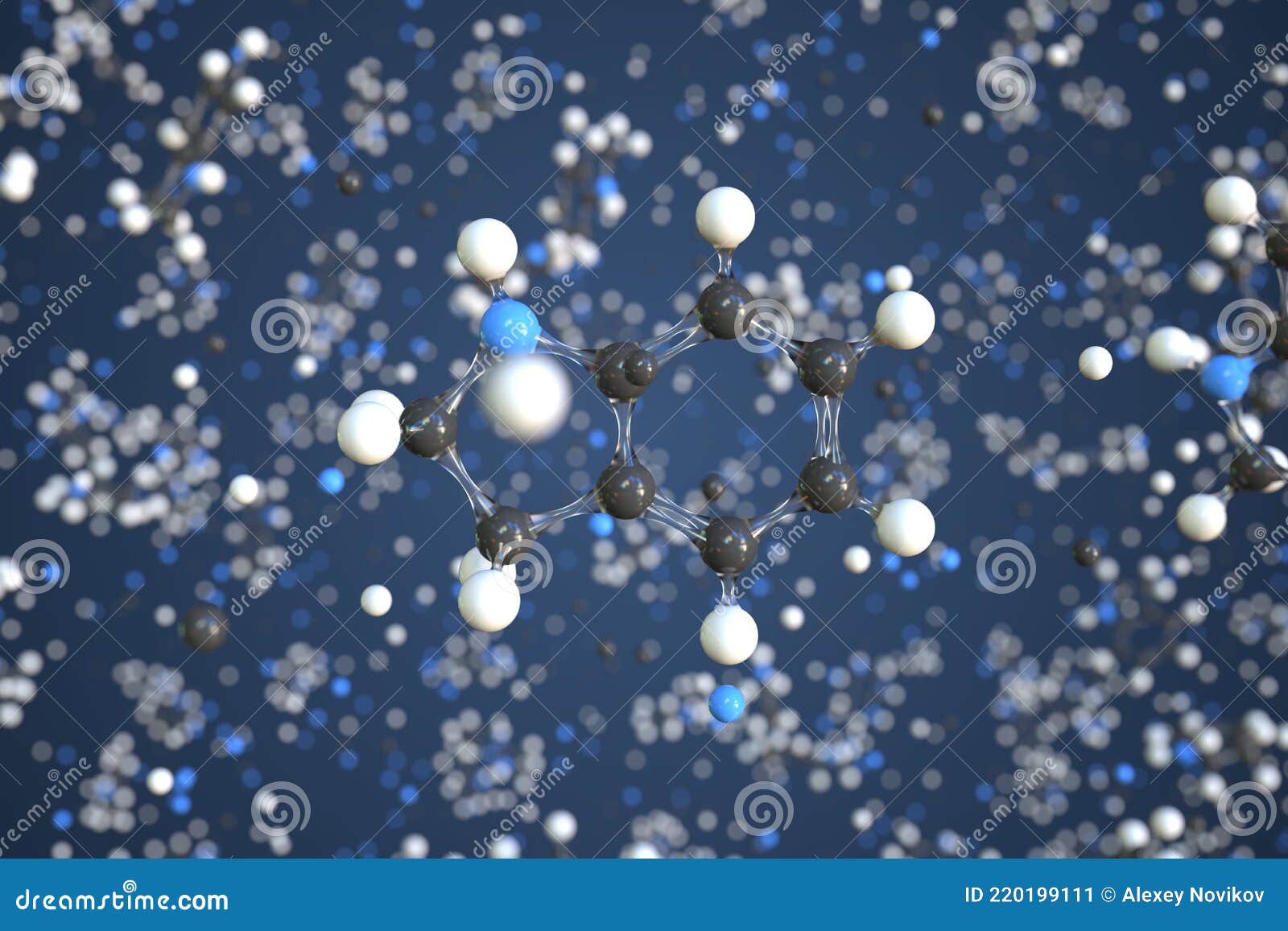 Indoline Molecule, Scientific Molecular Model, 3d Rendering Stock ...