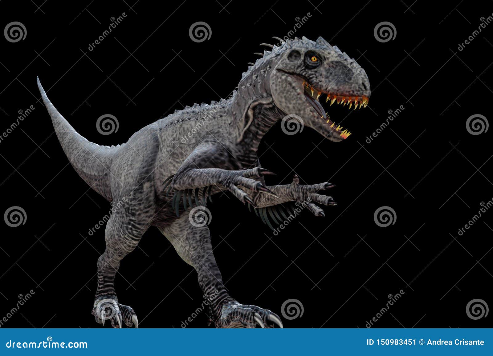 Indominus Rex Isolated on Black Background Stock Illustration ...