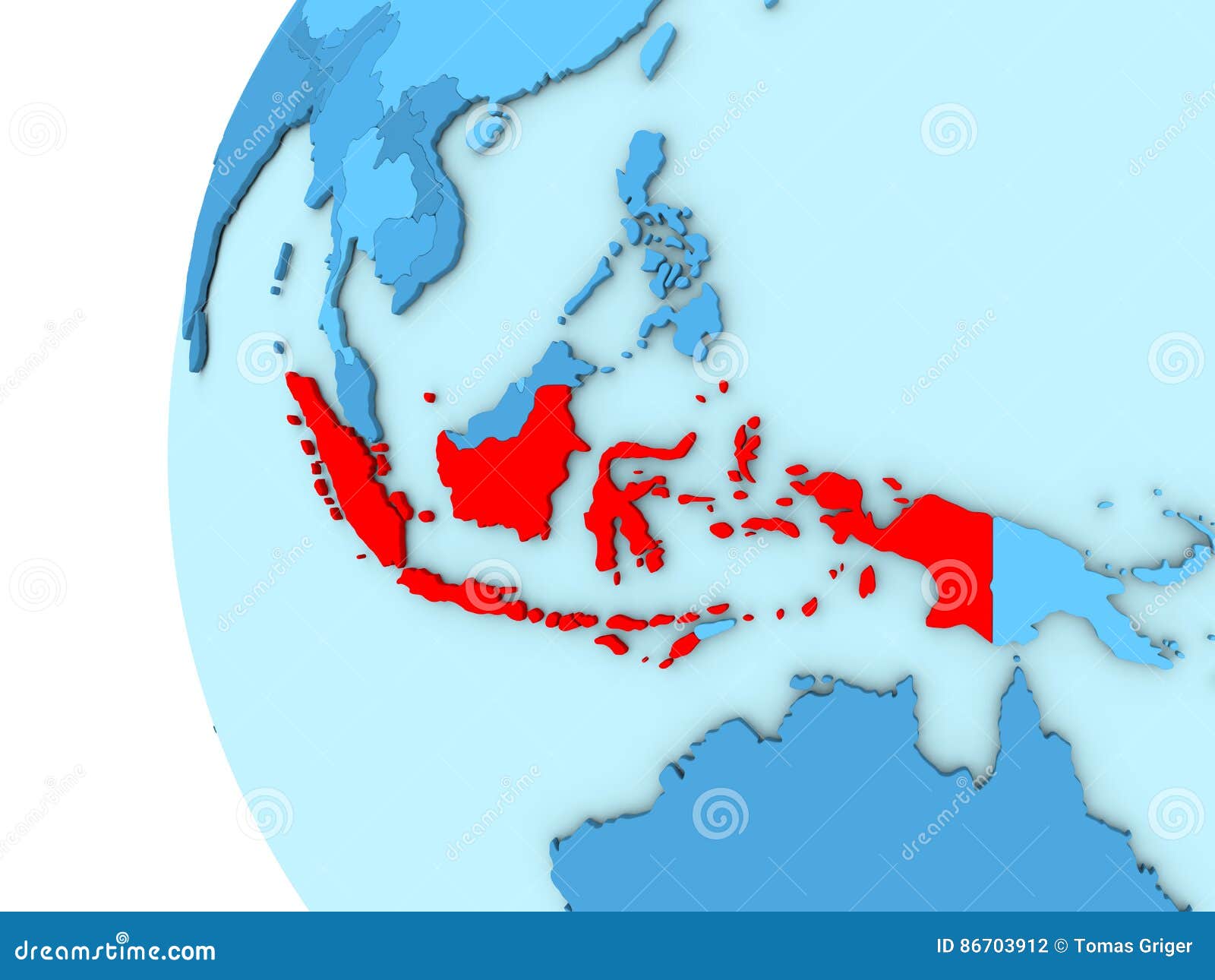 Indonesia on blue globe stock illustration. Illustration of borders ...