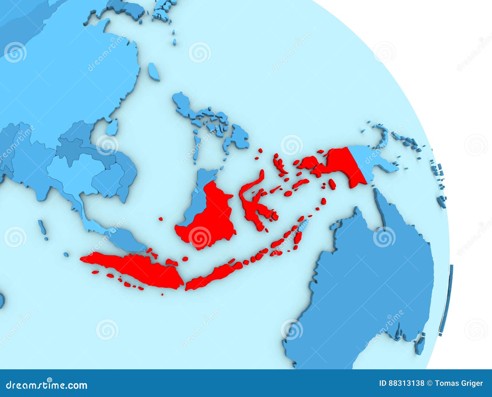Indonesia on Blue Political Globe Stock Illustration - Illustration of ...