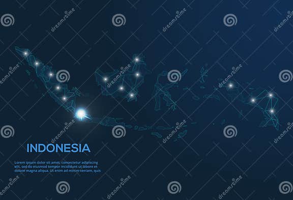 Indonesia Communication Network Map. Vector Low Poly Image of a Global ...