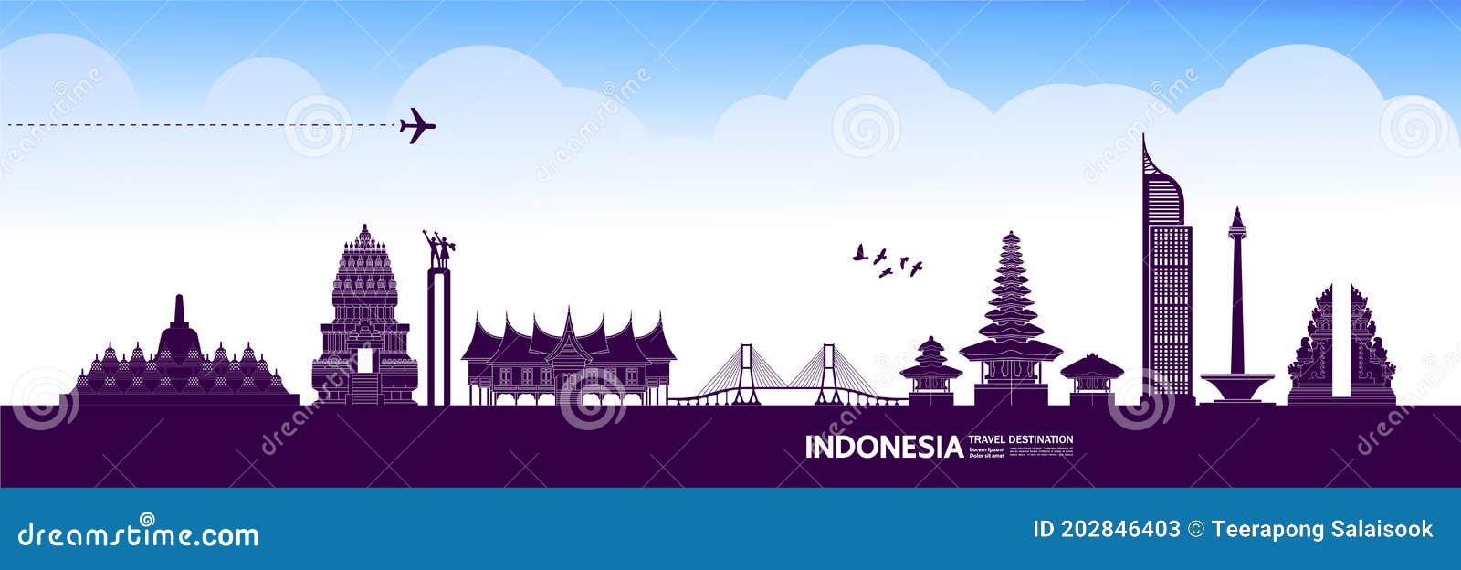 INDONESIA Travel Destination Vector Illustration. Editorial Stock Photo ...