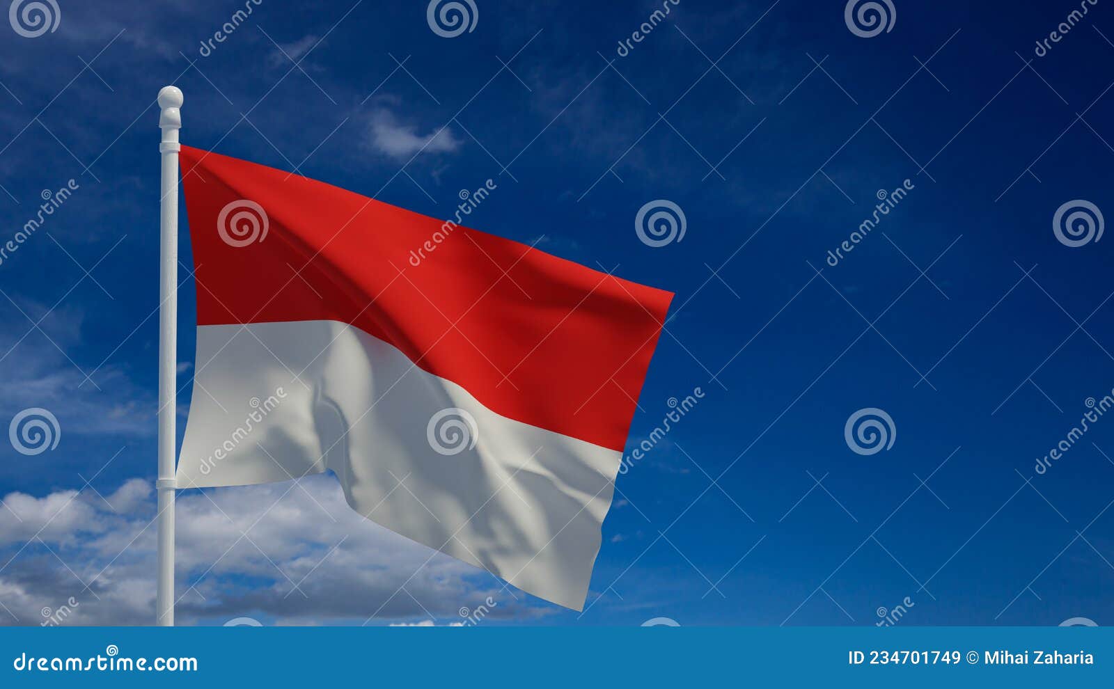 Indonesia Flag, Waving in the Wind - 3d Rendering Stock Illustration ...