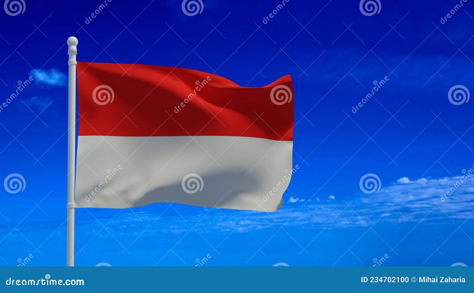 Indonesia Flag, Waving in the Wind - 3d Rendering Stock Illustration ...