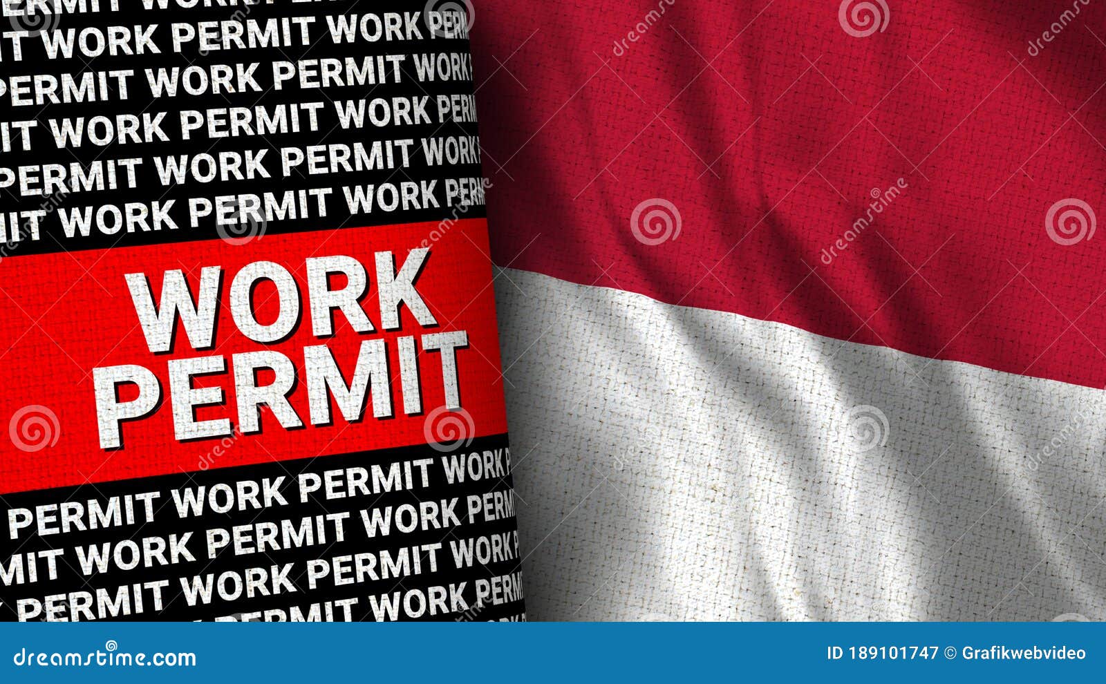 Indonesia Flag with Work Permit Title Stock Illustration - Illustration ...