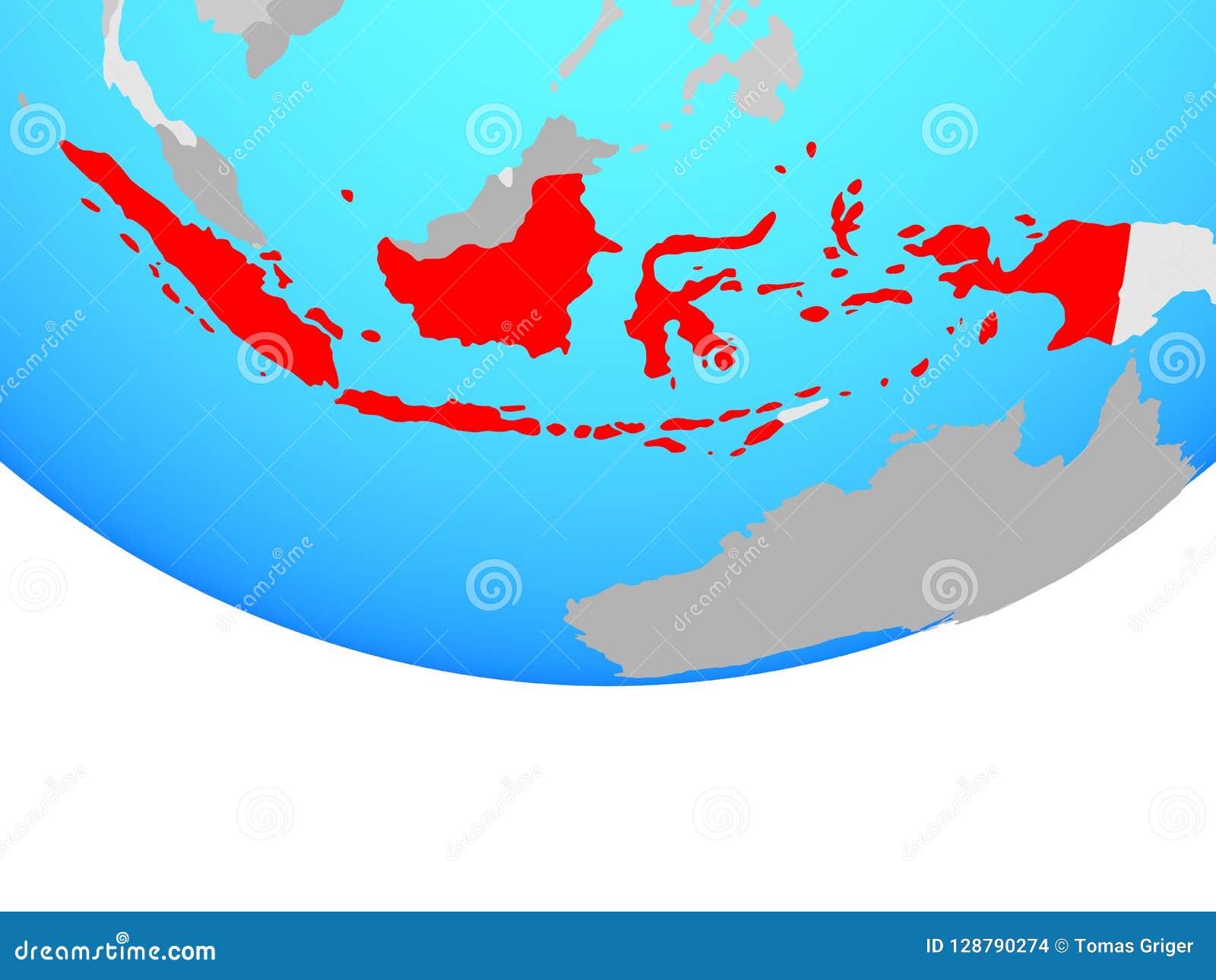 Indonesia on globe stock illustration. Illustration of render - 128790274