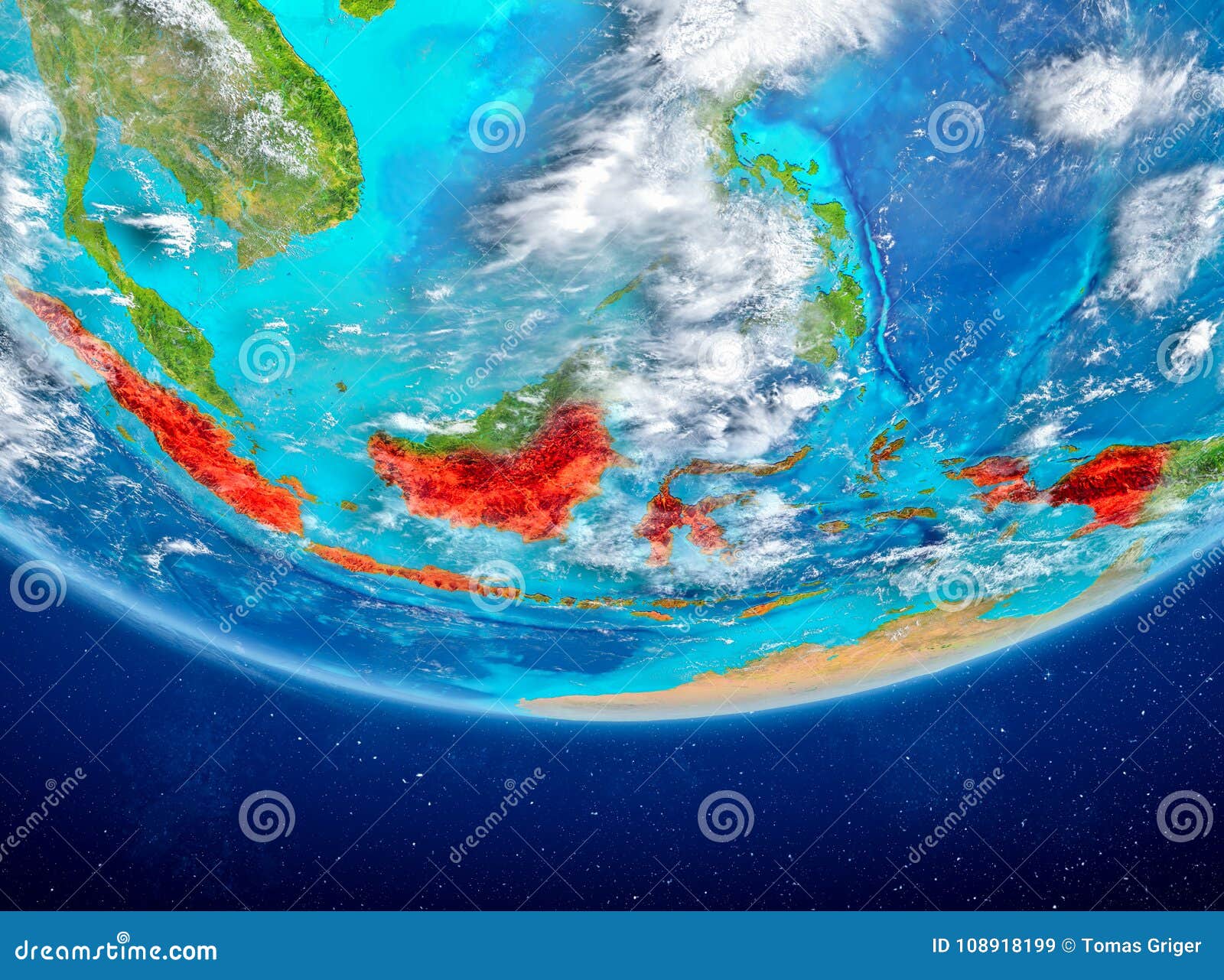 Indonesia on Globe from Space Stock Illustration - Illustration of ...