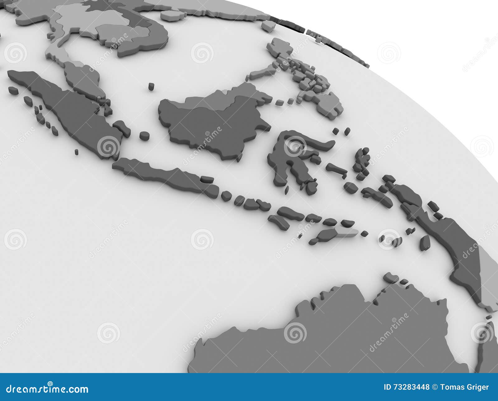 Indonesia on grey 3D map stock illustration. Illustration of politics ...