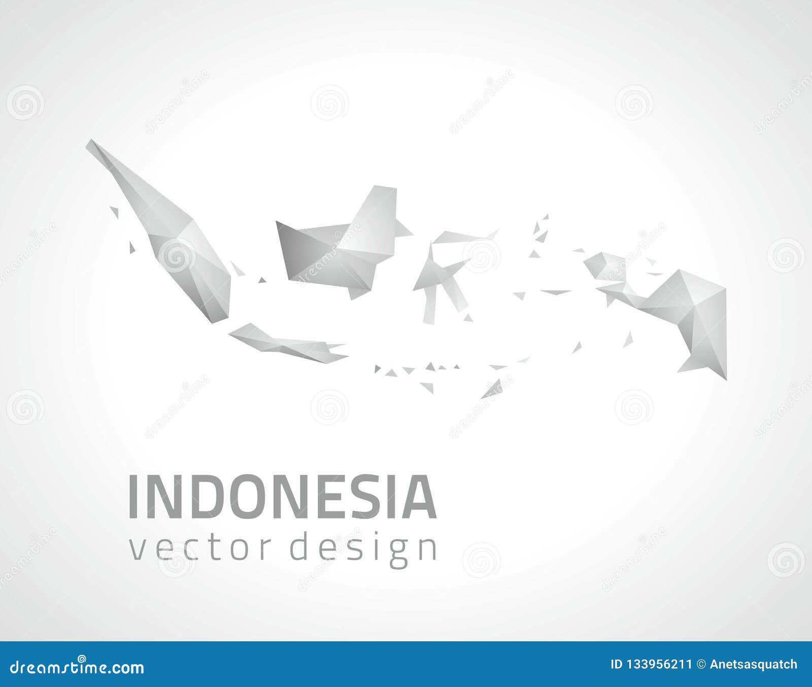 Indonesia Grey Vector Polygonal Mosaic Map Stock Vector - Illustration ...