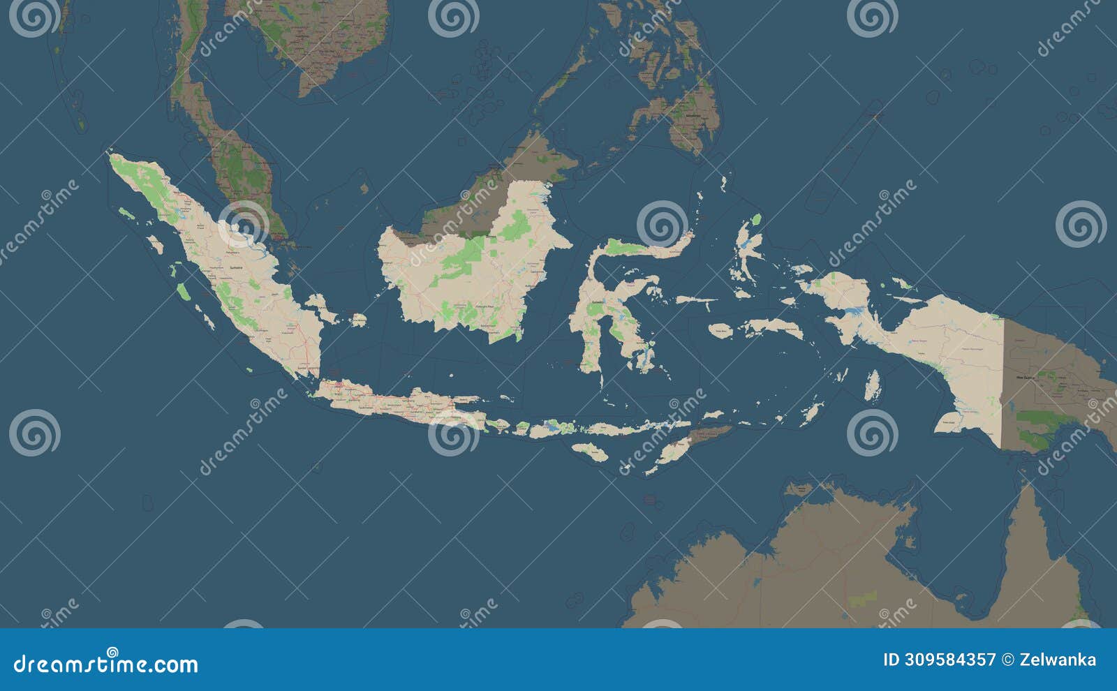 Indonesia Highlighted. Topo Standard Stock Illustration - Illustration ...