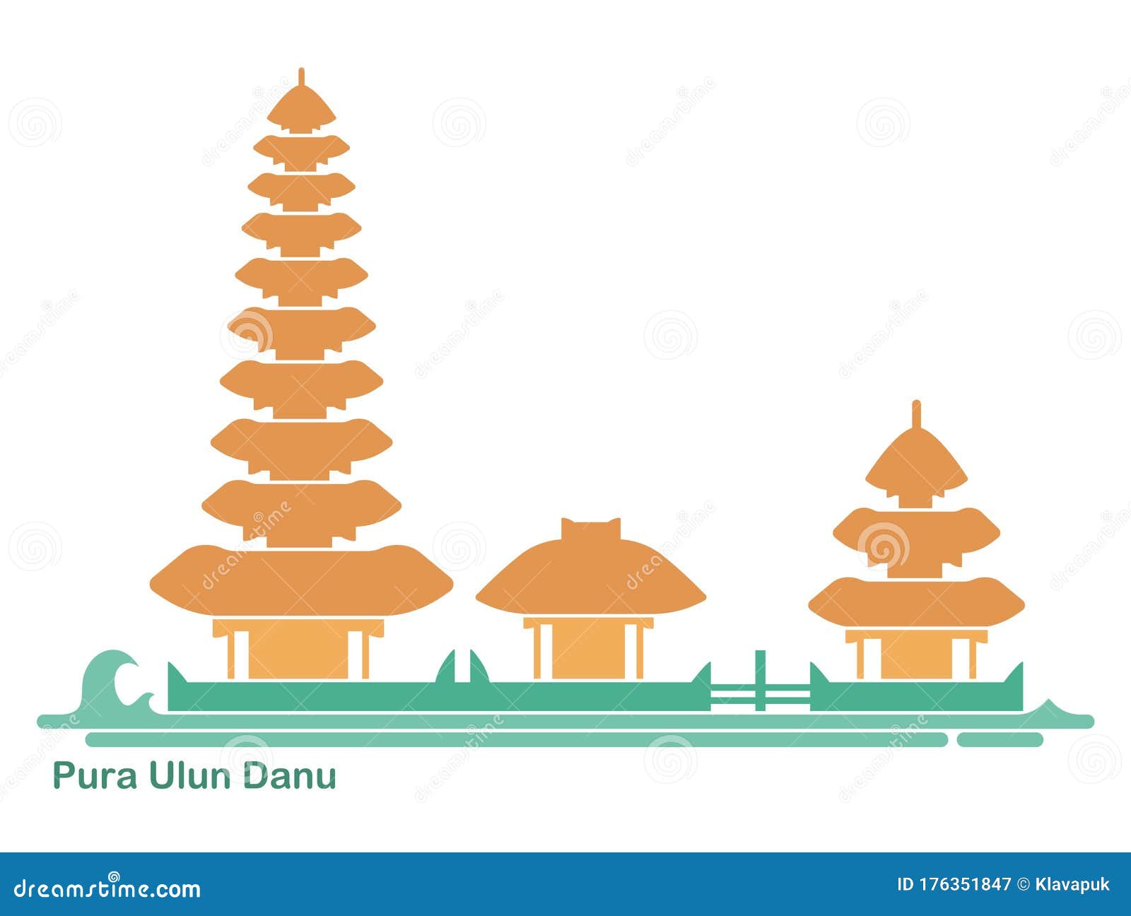Indonesia Landmark Ulun Danu Temple in Bali Stock Vector - Illustration ... Indonesia Landmark Ulun Danu Temple in Bali Stock Vector - Illustration ...
