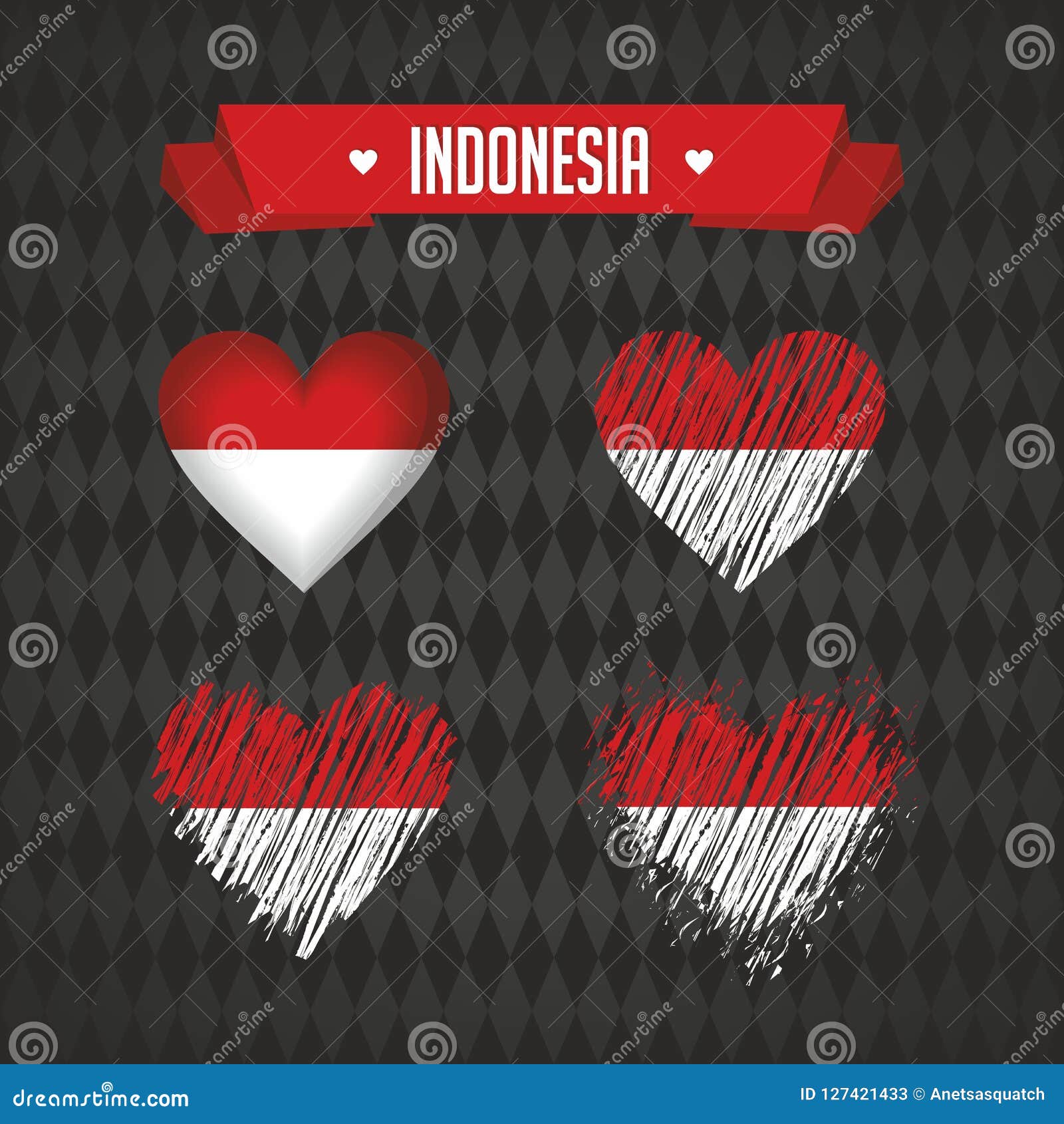Indonesia with Love. Design Vector Broken Heart with Flag Inside. Stock ...