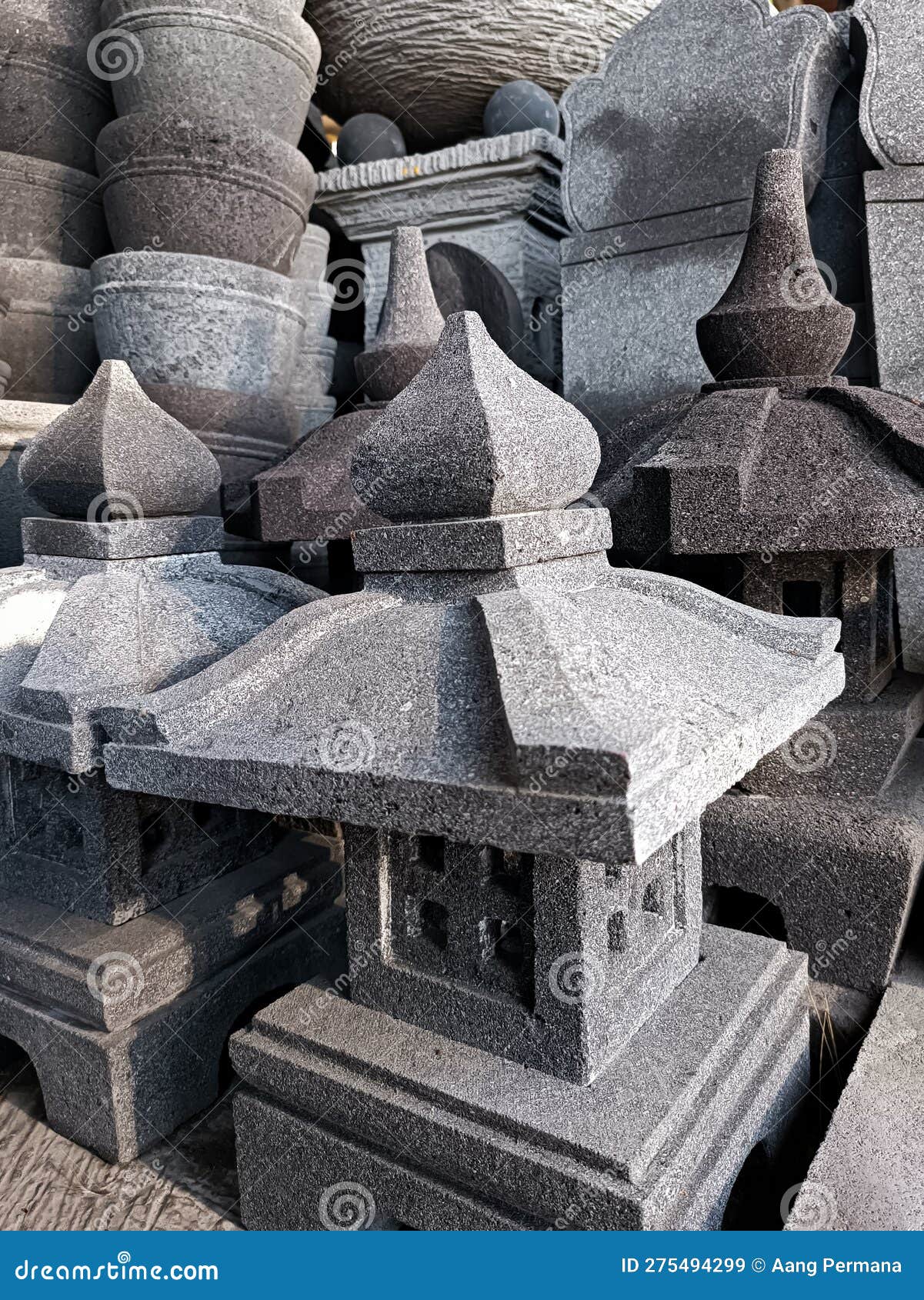 Indonesia, Magelang , Central Java, Stone Carving Shop Stock Image ...