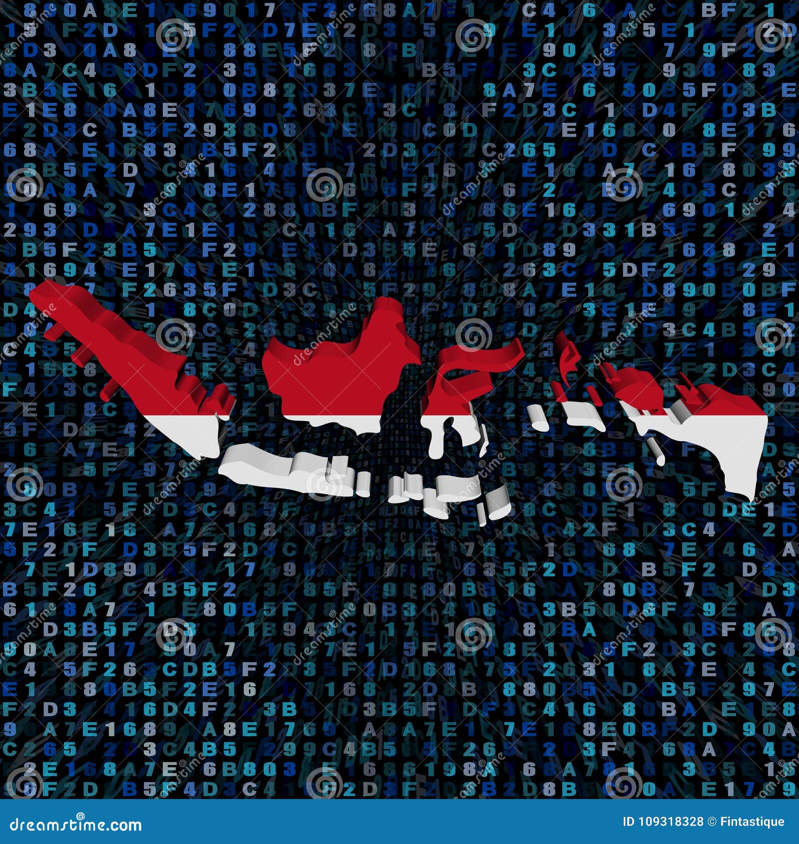 Indonesia Map Flag on Hex Code Illustration Stock Illustration ...