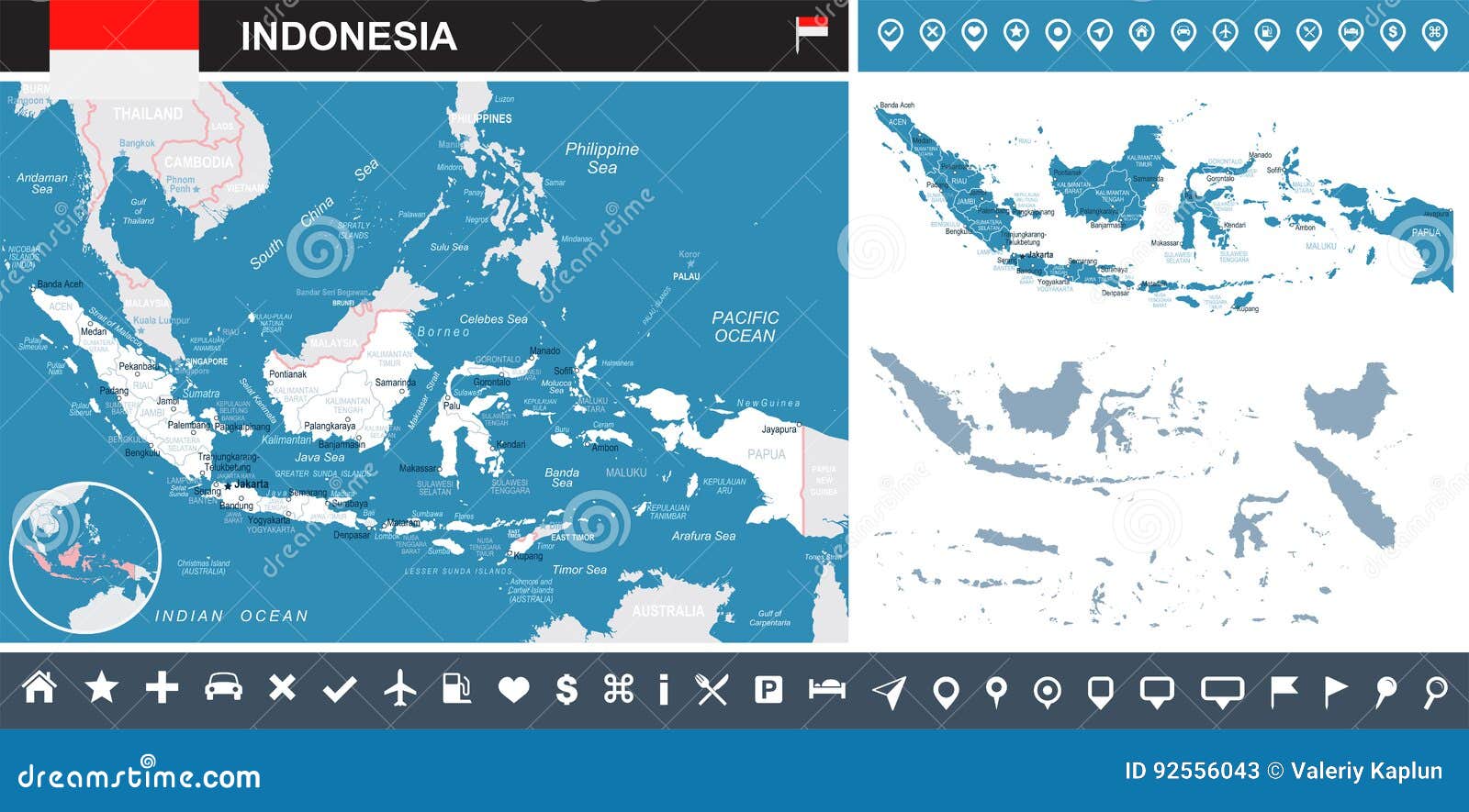 Indonesia - Map and Flag - Infographic Illustration Stock Illustration ...