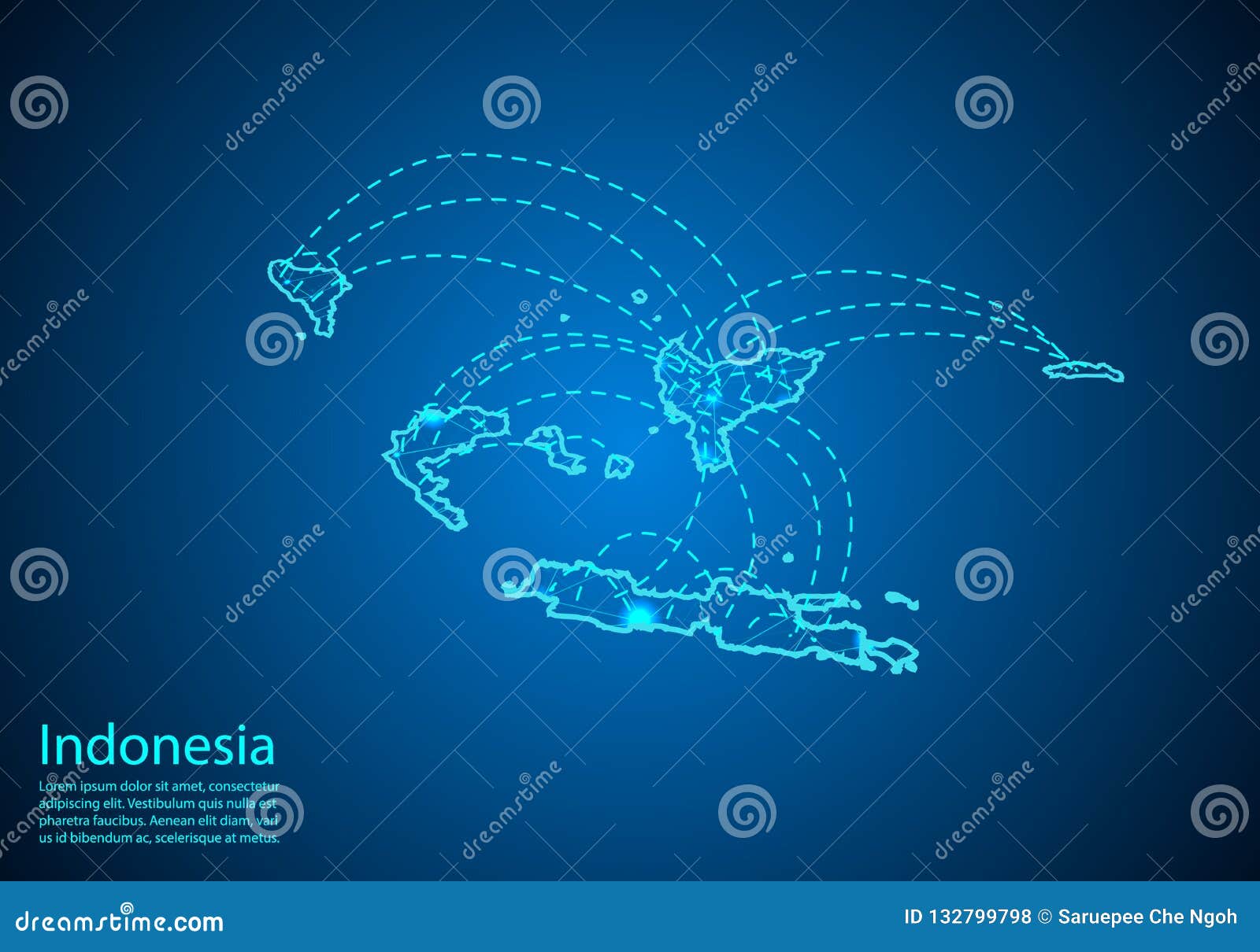 Indonesia Map with Nodes Linked by Lines. Concept of Global Comm Stock ... Indonesia Map with Nodes Linked by Lines. Concept of Global Comm Stock ...