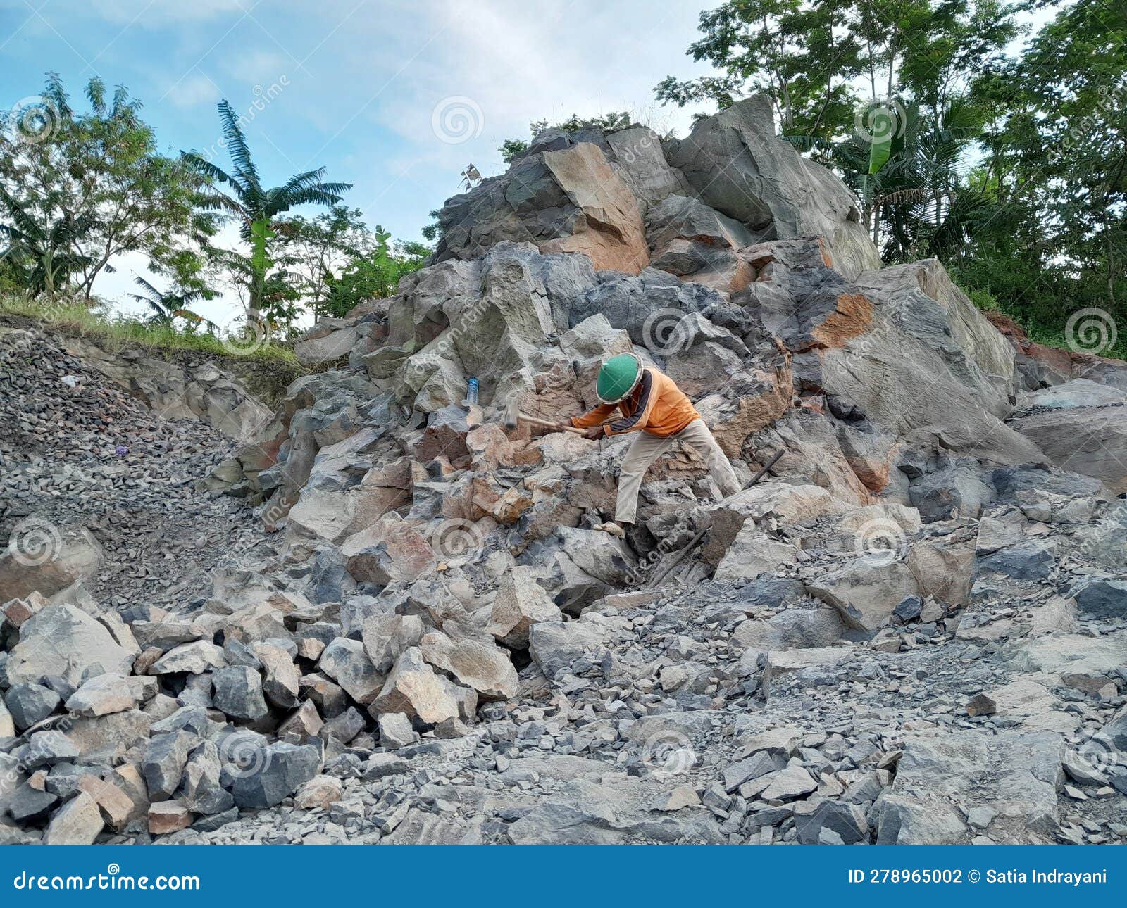 Indonesia, May 20, 2023. Photo of Quarry Workers Indonesia, Working ...