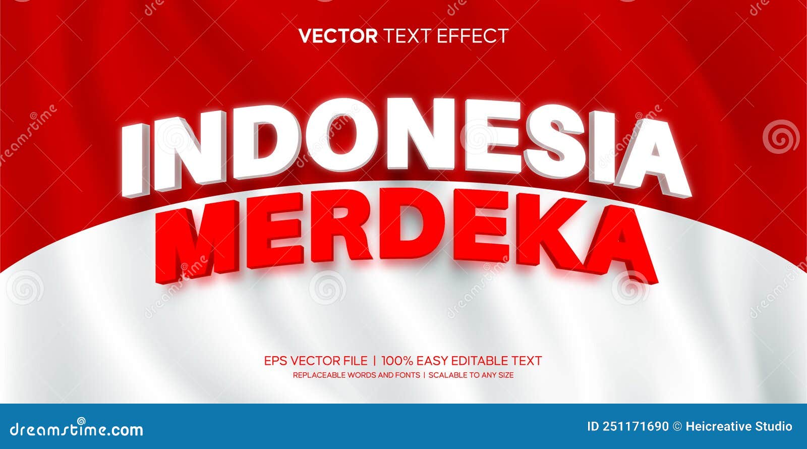 Indonesia Merdeka Merah Putih Editable Text Effect Stock Vector ...
