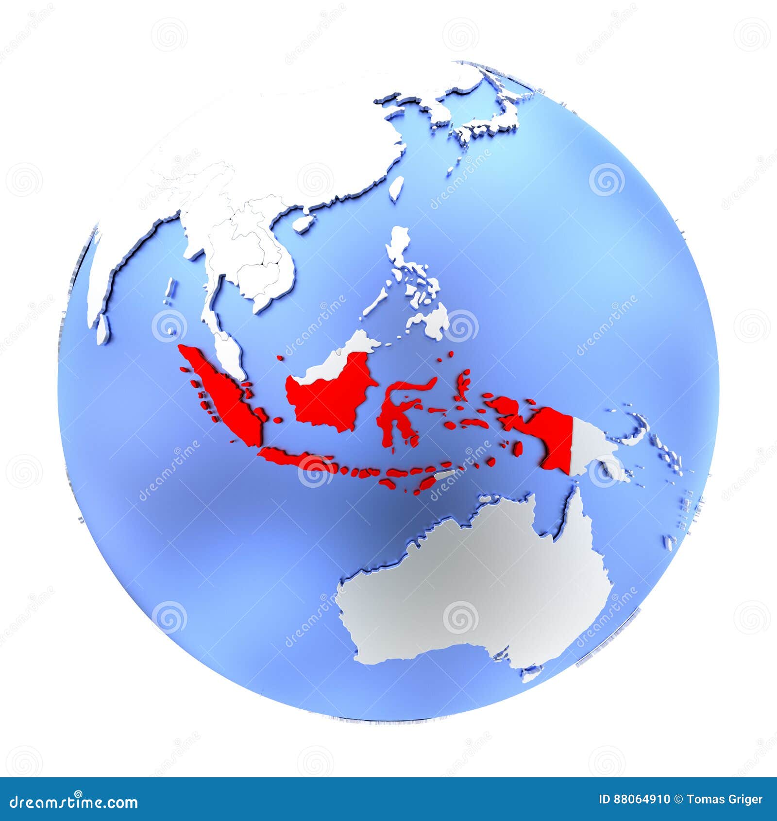 Indonesia on Metallic Globe Isolated Stock Illustration - Illustration ...