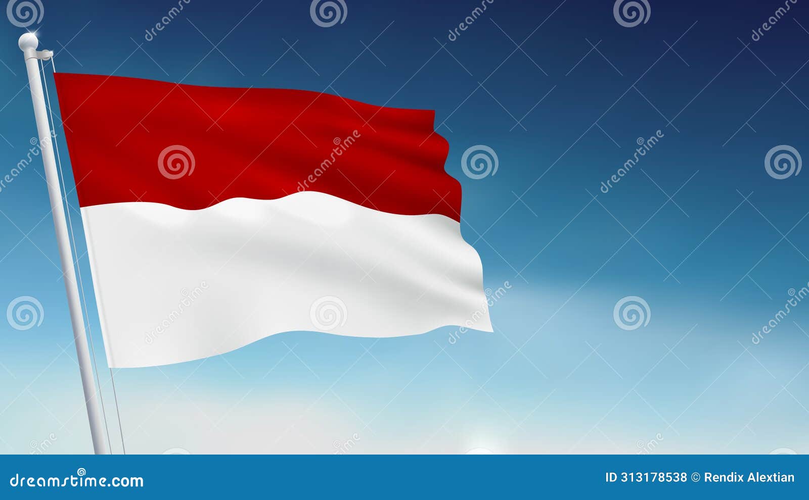 Indonesia and Monaco Waving Flag on Sky Background, Vector Illustration ...