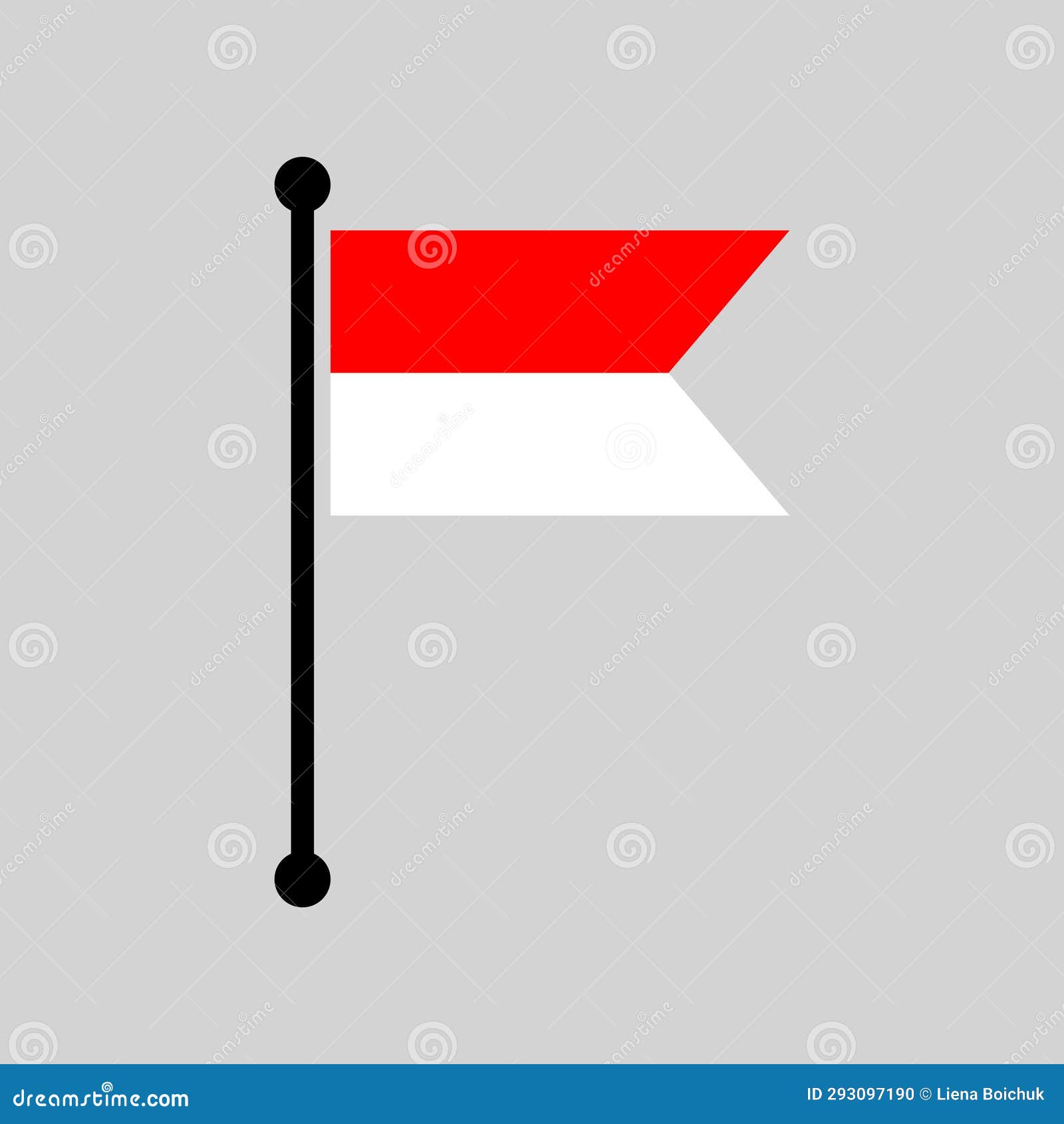 Indonesia National Flag on Flagpole, Indonesian Flag Map Pointer Layout, Vector Illustration ...