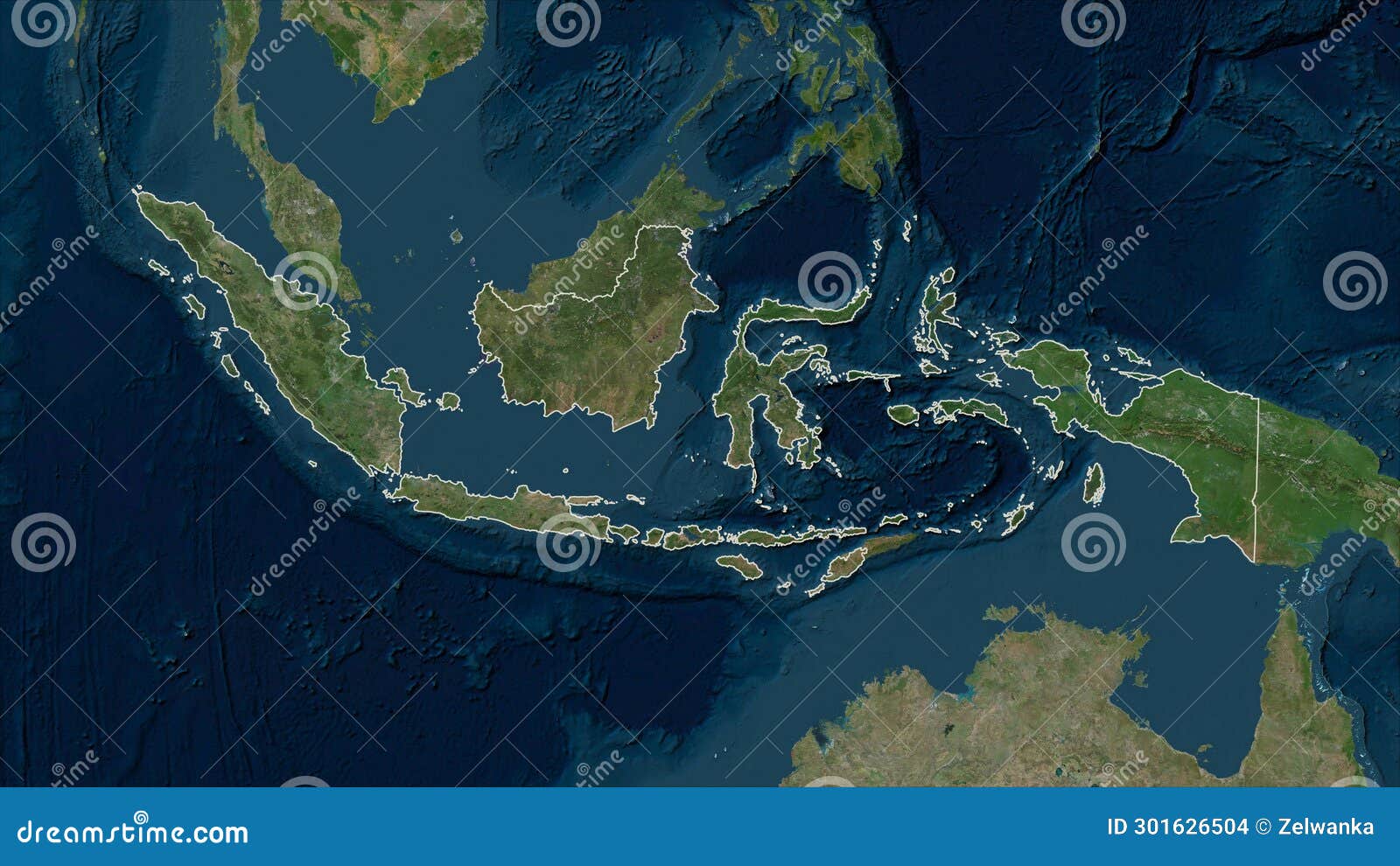 Indonesia Outlined. High-res Satellite Stock Illustration ...
