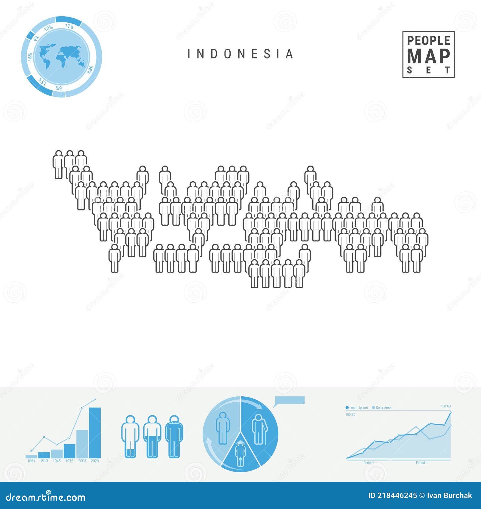 Indonesia People Icon Map. Stylized Vector Silhouette of Indonesia ...
